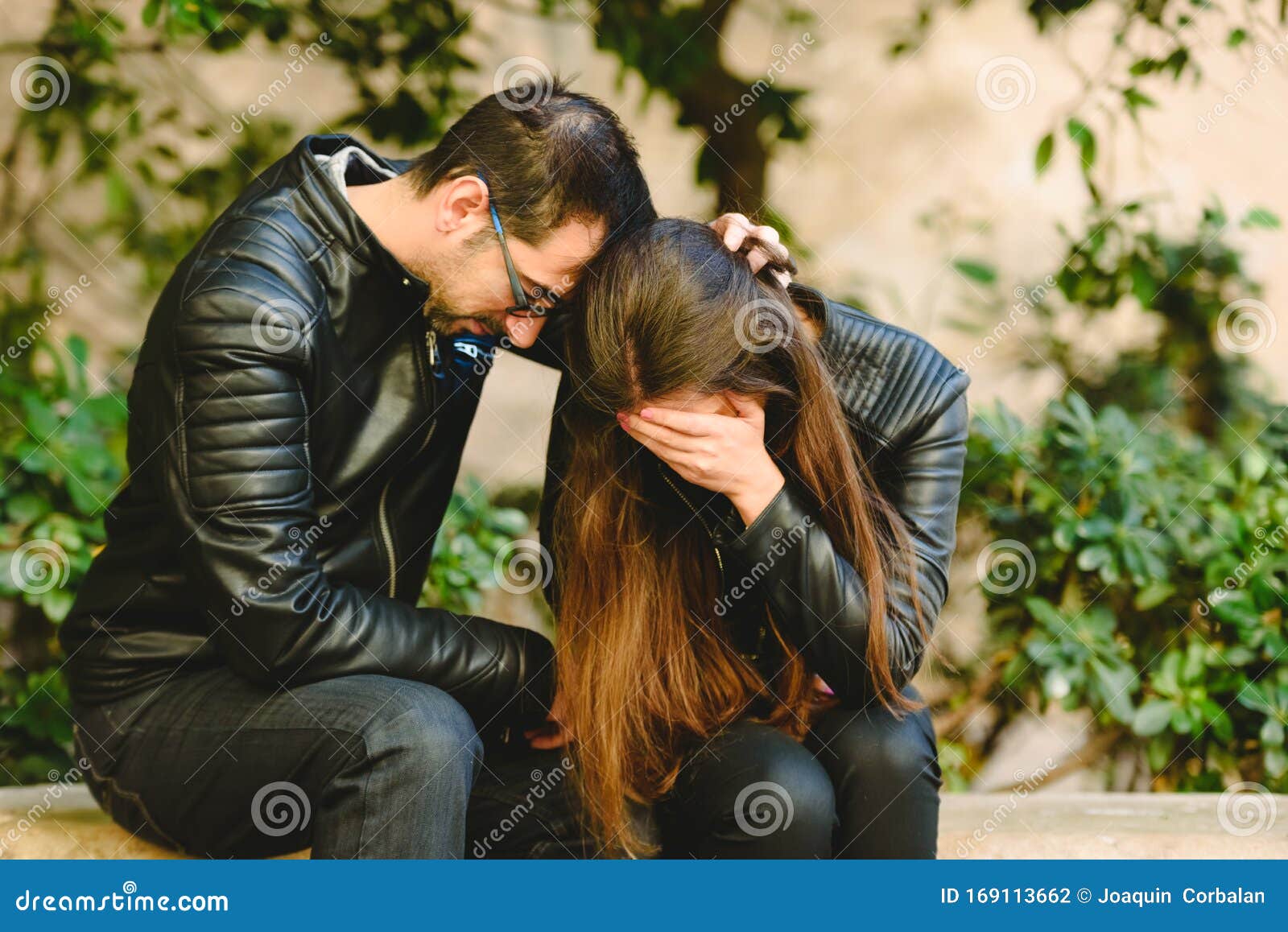 Caring Husband Comforting To Wife Giving Her Psychological Support