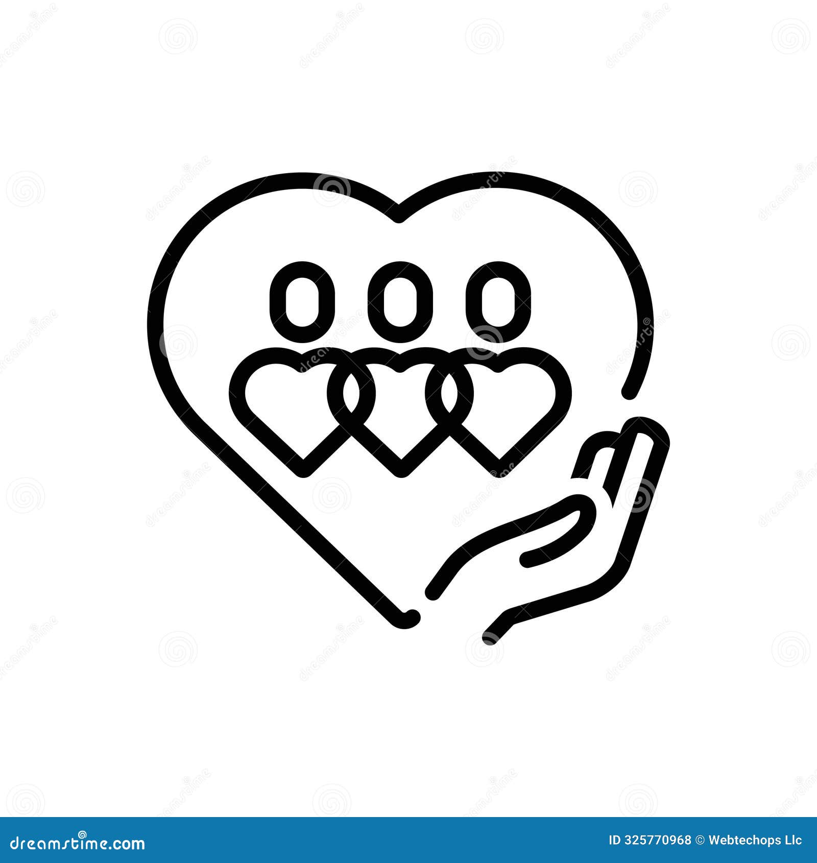 Black Line Icon for Caring, People Care and Love Stock Illustration ...