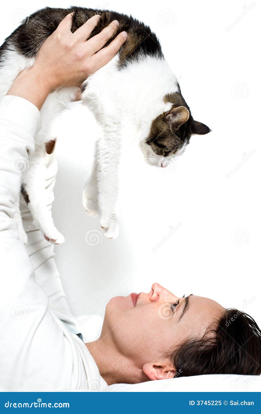 Caring for kitty stock image. Image of white, affection - 3745225
