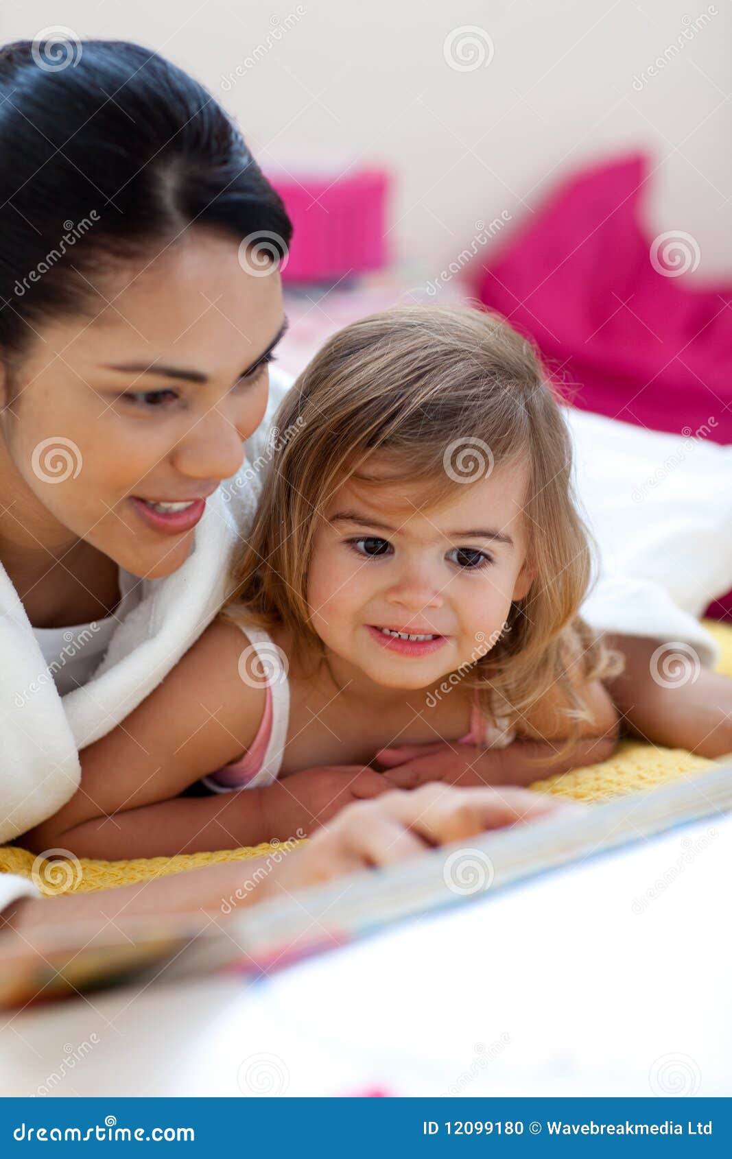 Caring Mother Reading a Book with Her Girl Stock Photo - Image of ...
