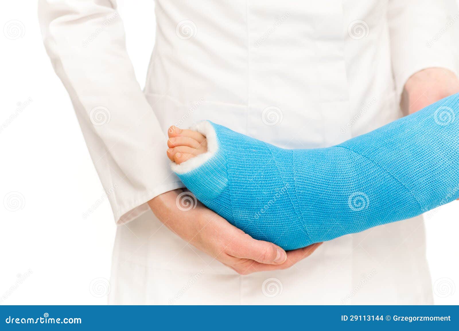 Caring Nurse Taking Care of Little Broken Leg of Child Stock Photo ...