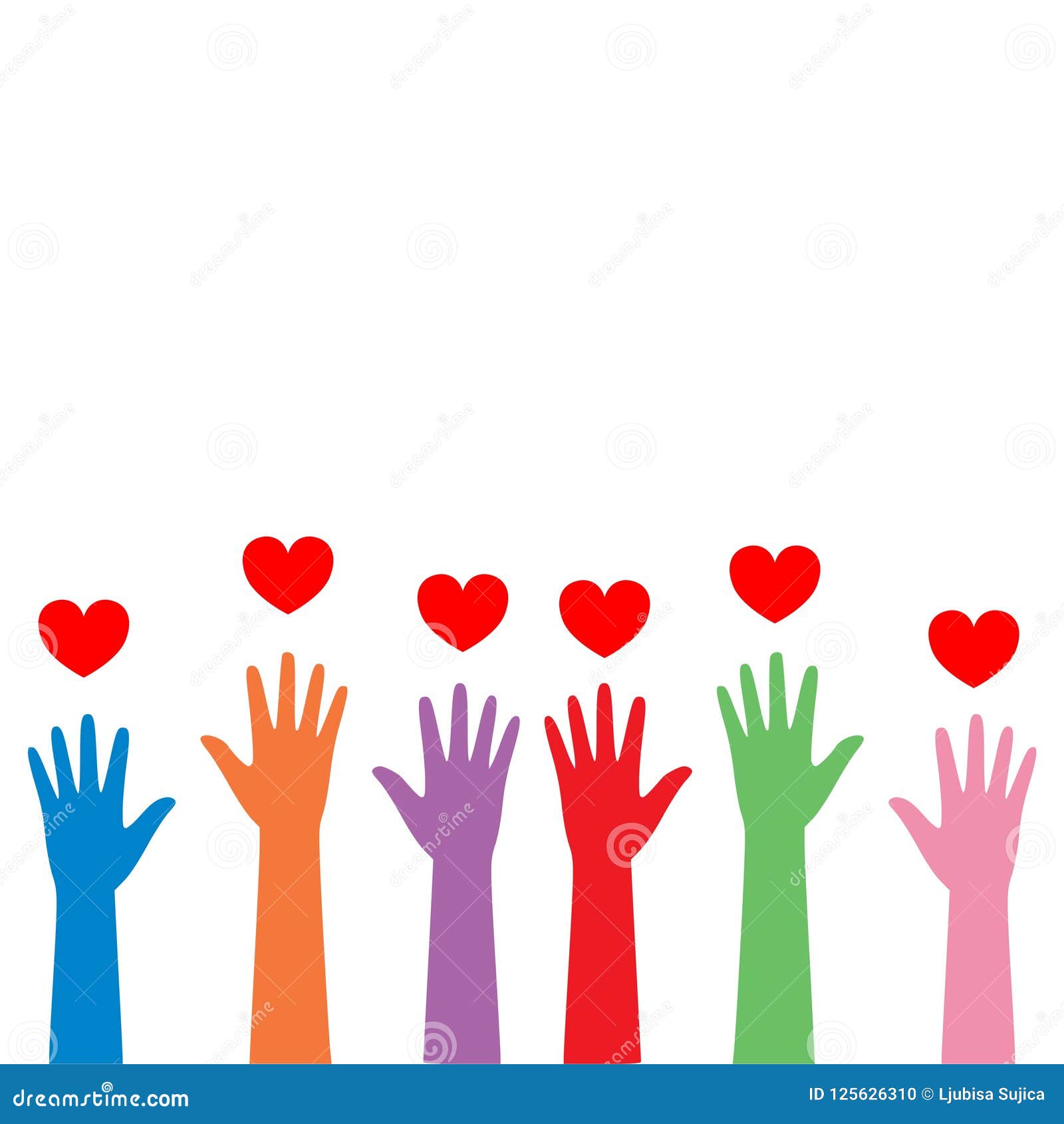 Caring Up Hands Hearts Vector Design Stock Vector - Illustration of ...