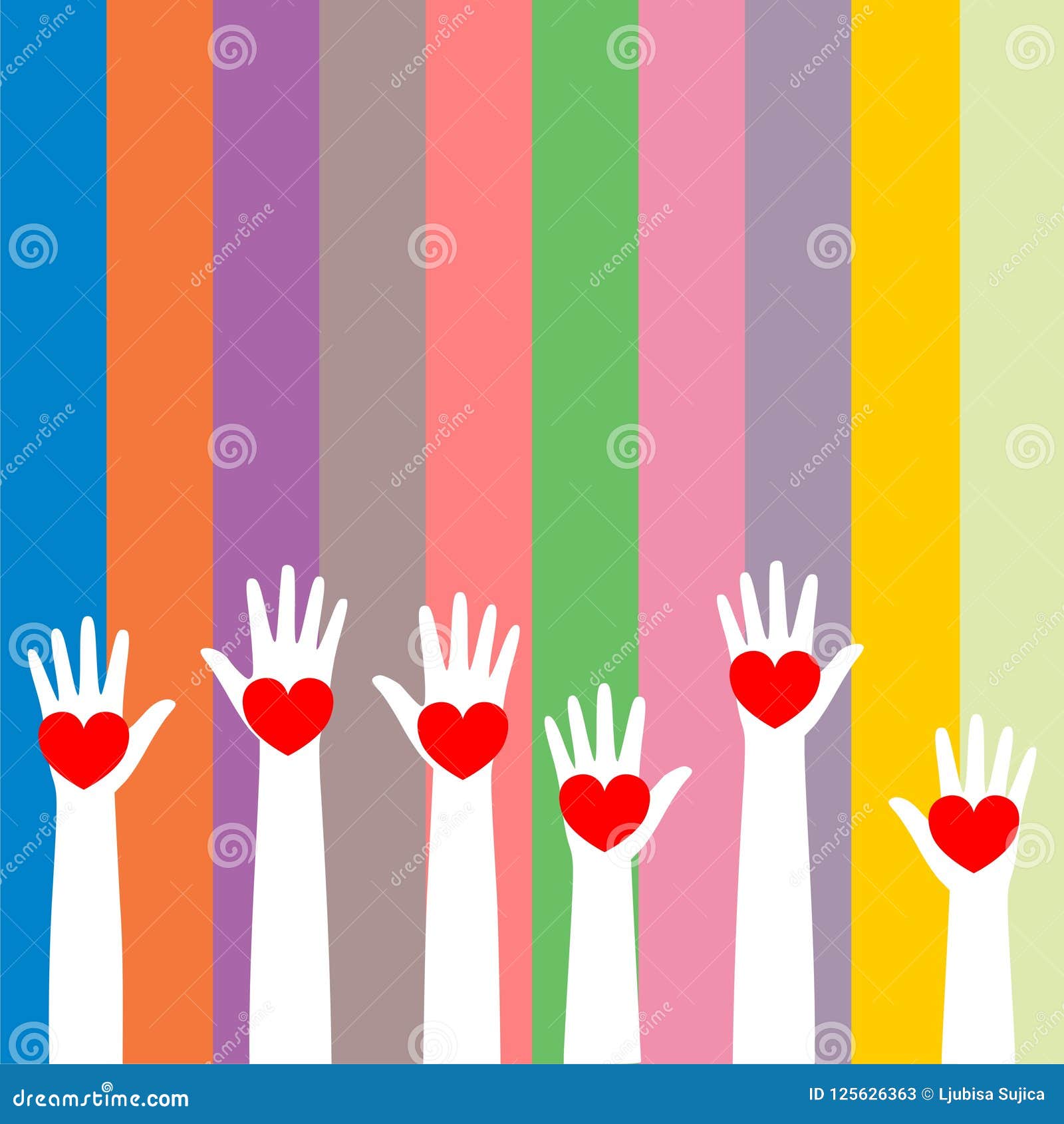 Caring Up Hands Hearts Vector Design Stock Vector - Illustration of ...
