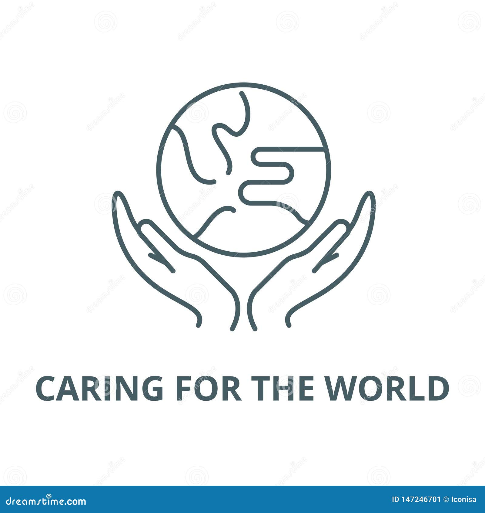 Caring for the World Vector Line Icon, Linear Concept, Outline Sign ...