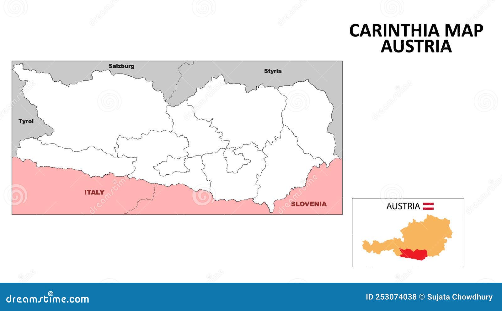 Carinthia Map. State and District Map of Carinthia Stock Vector ...