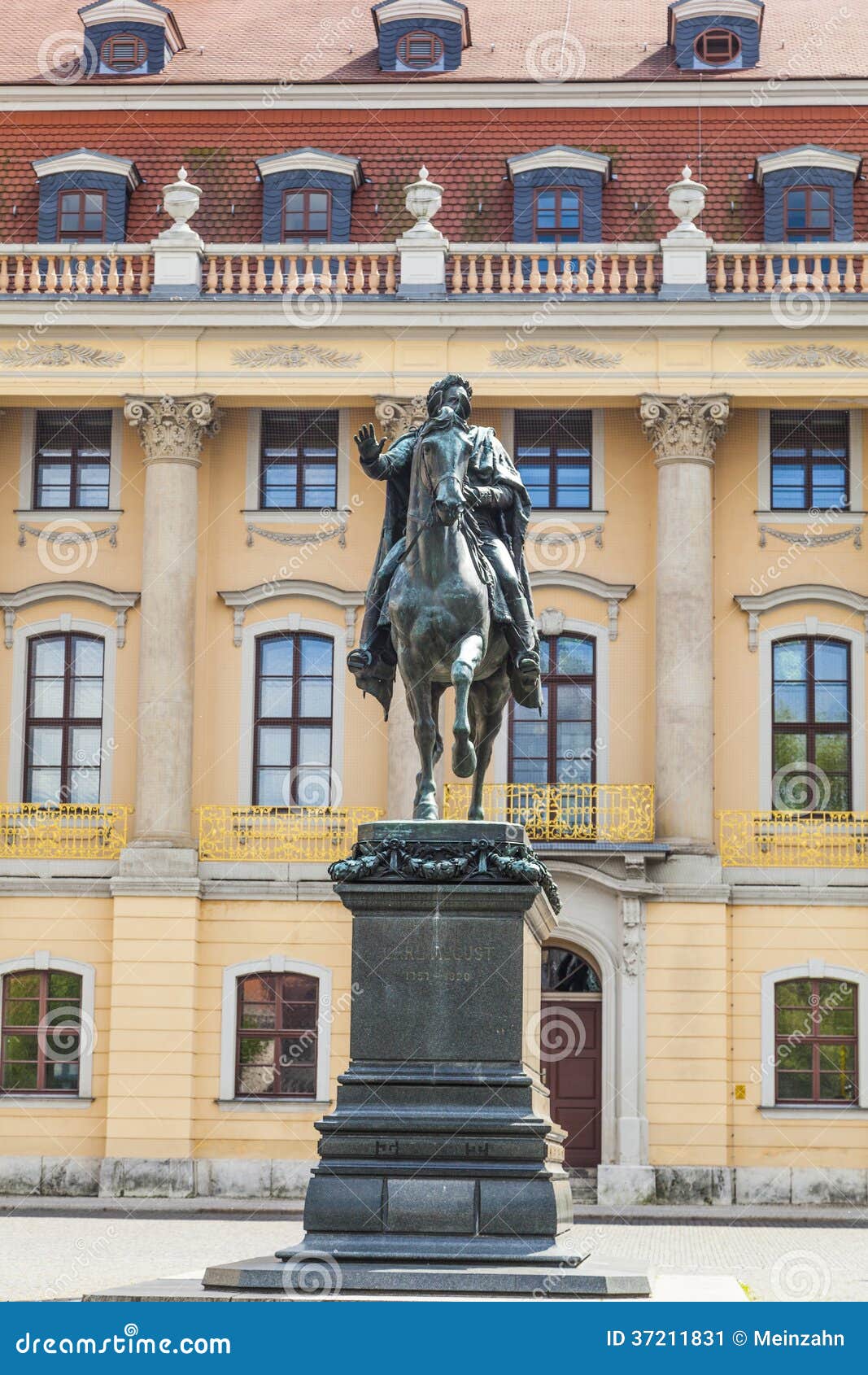 Weimar Carl August Monument In Morning Sun With Lens Flare Royalty-Free ...