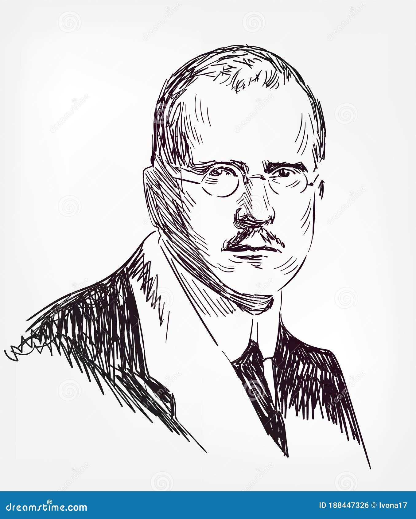 Carl Gustav Jung Vector Sketch Portrait Isolated Editorial Photo Illustration Of Vector