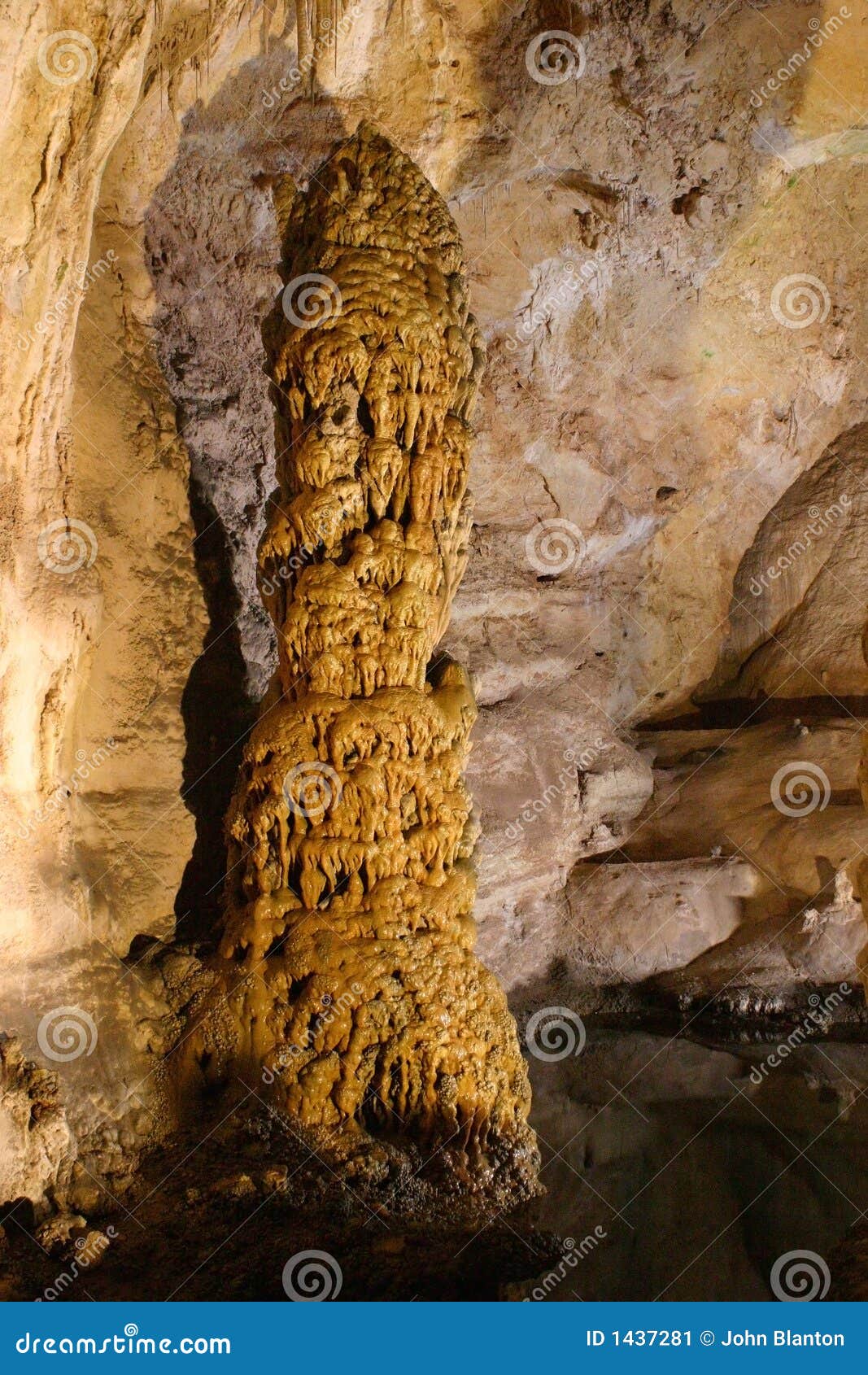 Carlsbad Caverns Stalactite-Stalagmite Column Stock Image - Image of ...