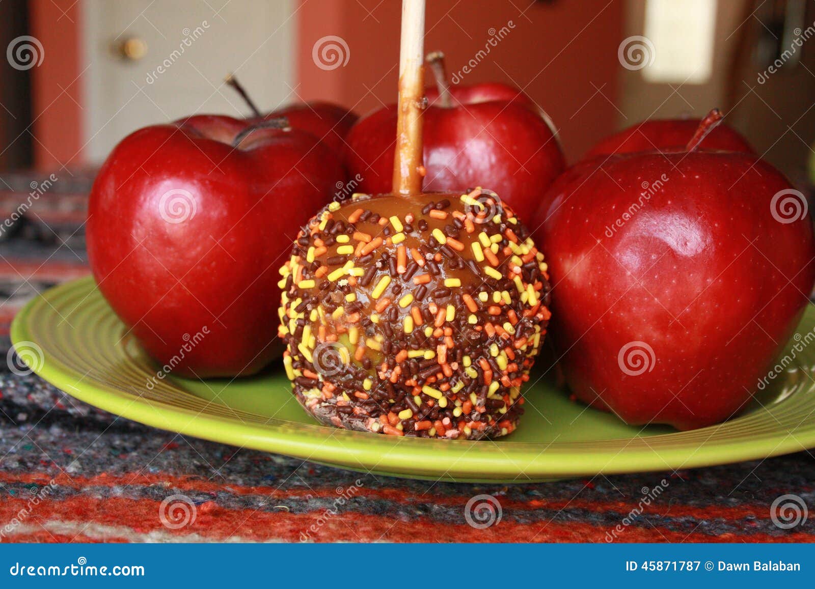 Carmel Apple with Sprinkles Stock Image - Image of foods, children ...