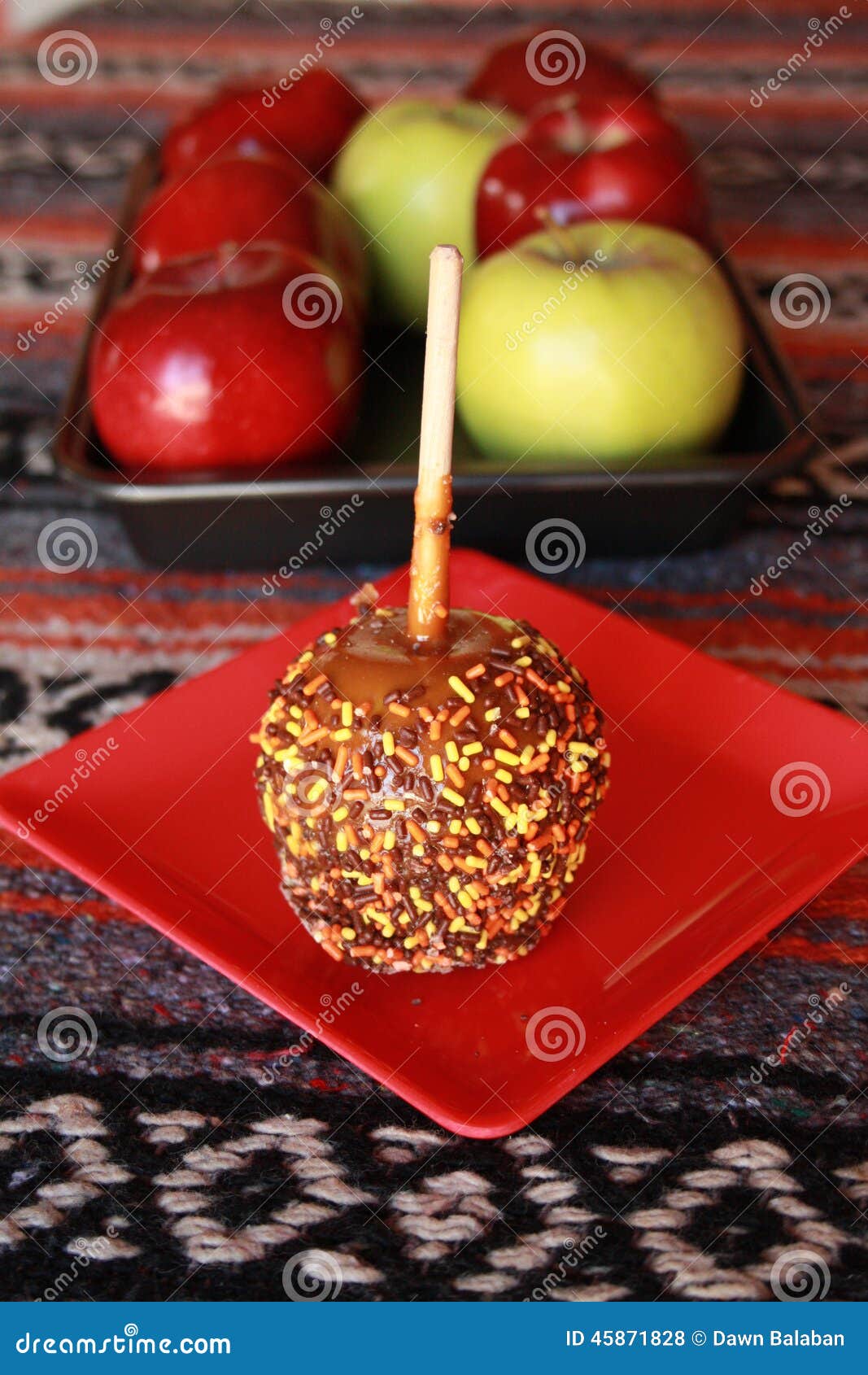 Carmel Apple with Sprinkles Stock Photo - Image of carmel, children ...