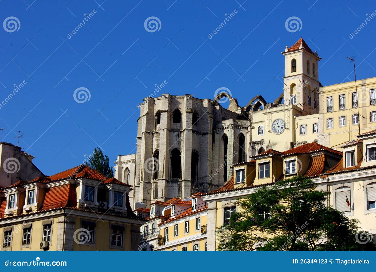 Carmo Convent, Lisbon, Portugal Stock Image - Image of column, crown ...