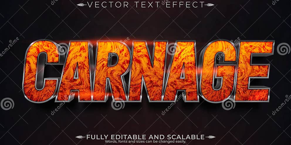 Carnage Text Effect, Editable Fire and Hell Text Style Stock Vector - Illustration of title ...