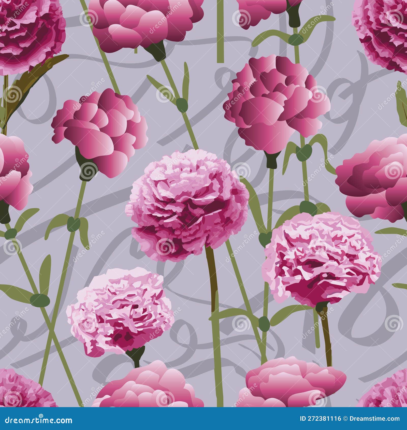 Carnation Flower Mod Draw Seamless Pattern Stock Vector - Illustration ...