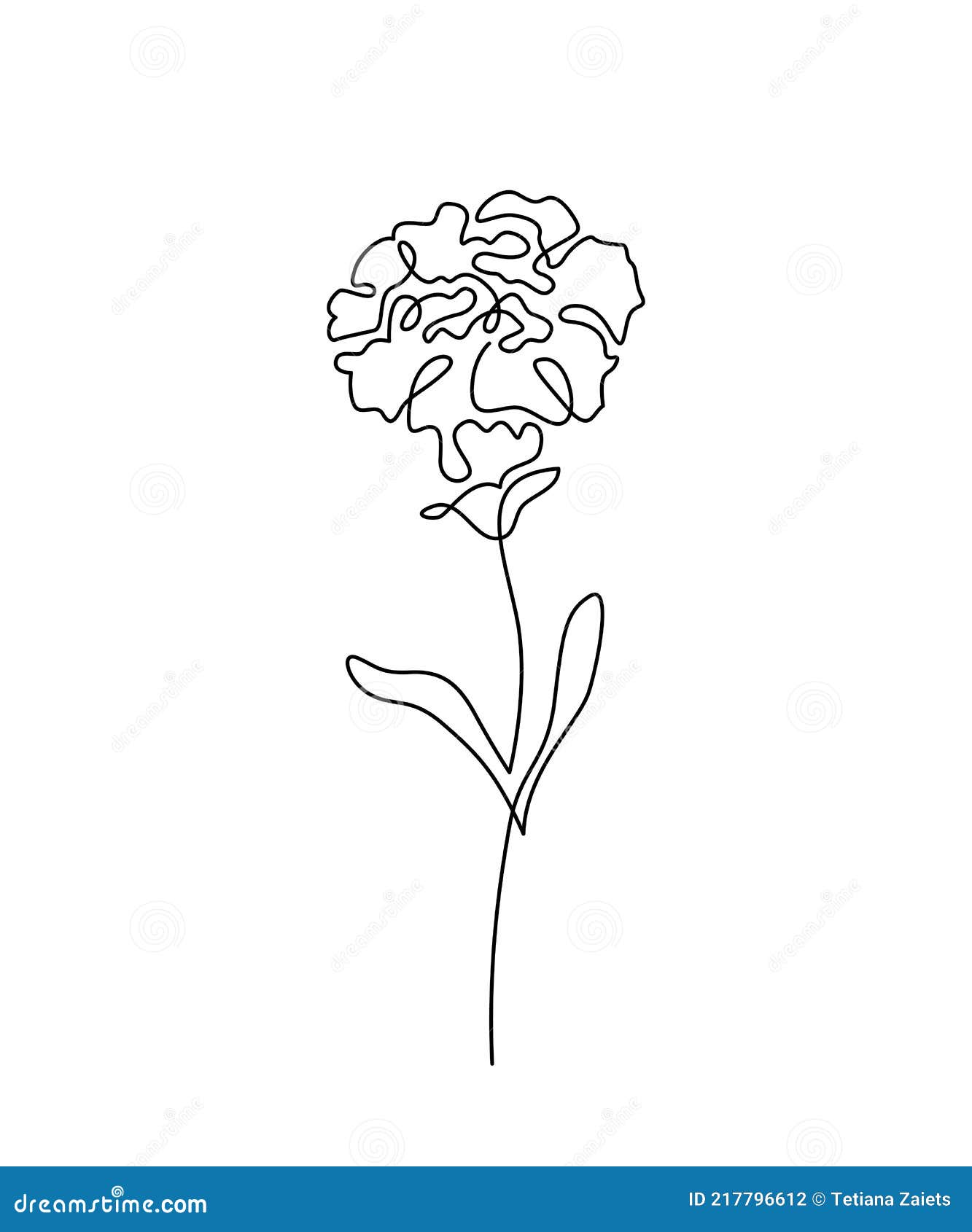 Carnation Flower Vector Illustration In Simple Minimal Continuous
