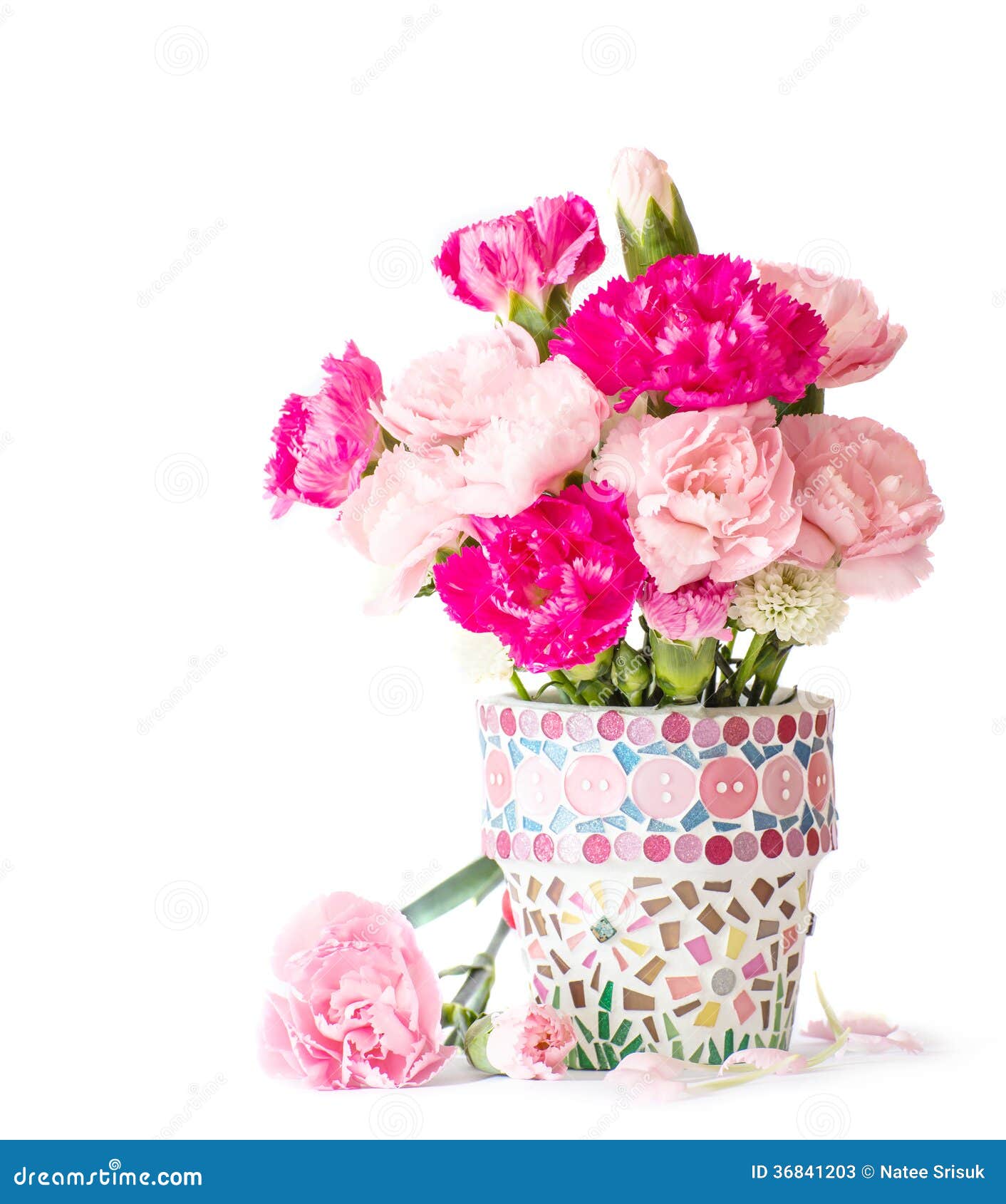 Carnation in Mosaic Flower Pot Stock Image - Image of floral ...