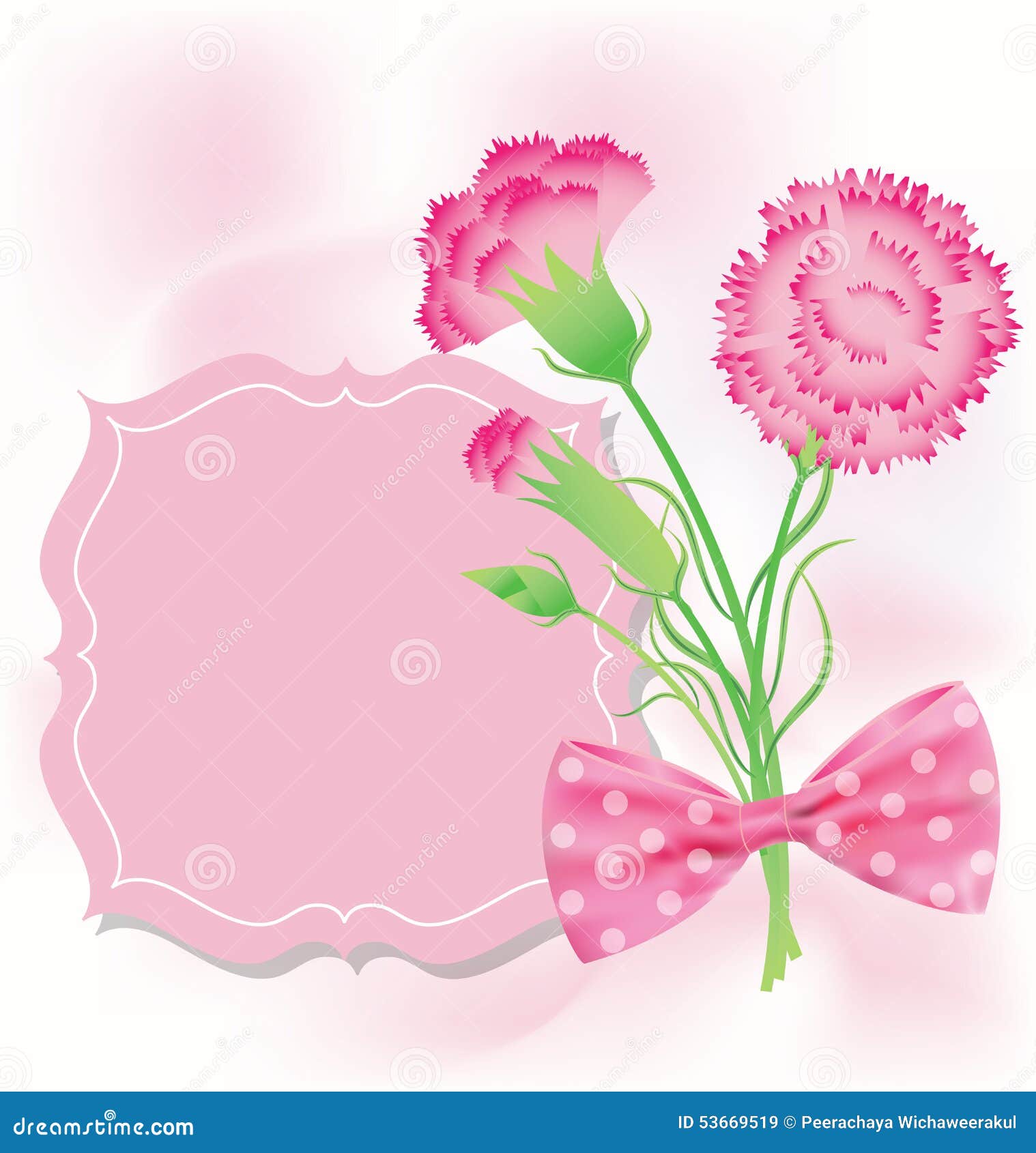 Carnation With Pink Card For Mothers Day Stock Vector Illustration Of