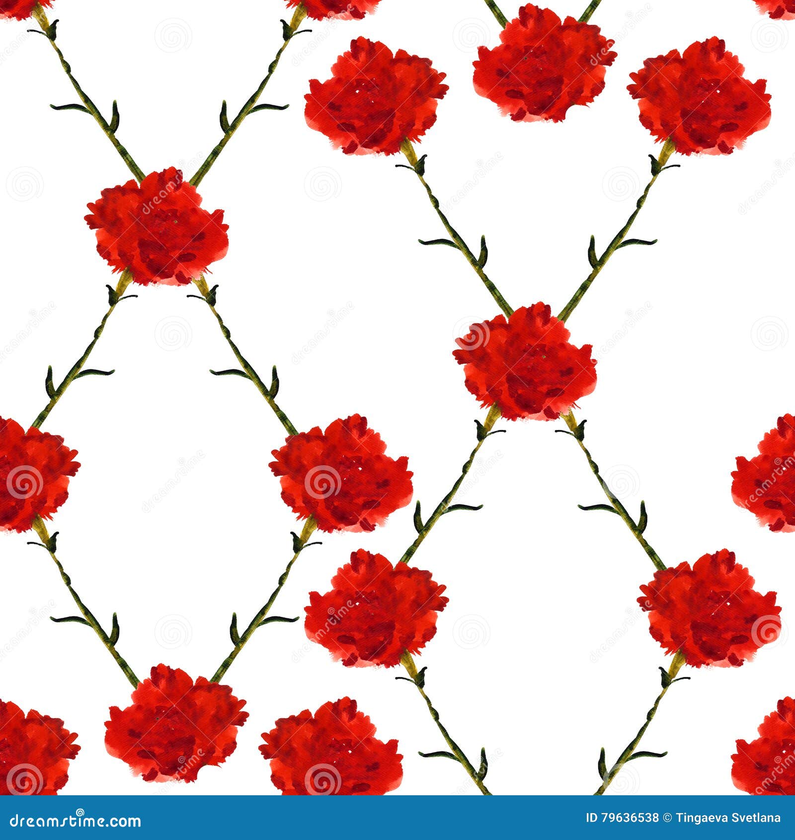 Carnation Red Watercolor Pattern Stock Illustration - Illustration of ...