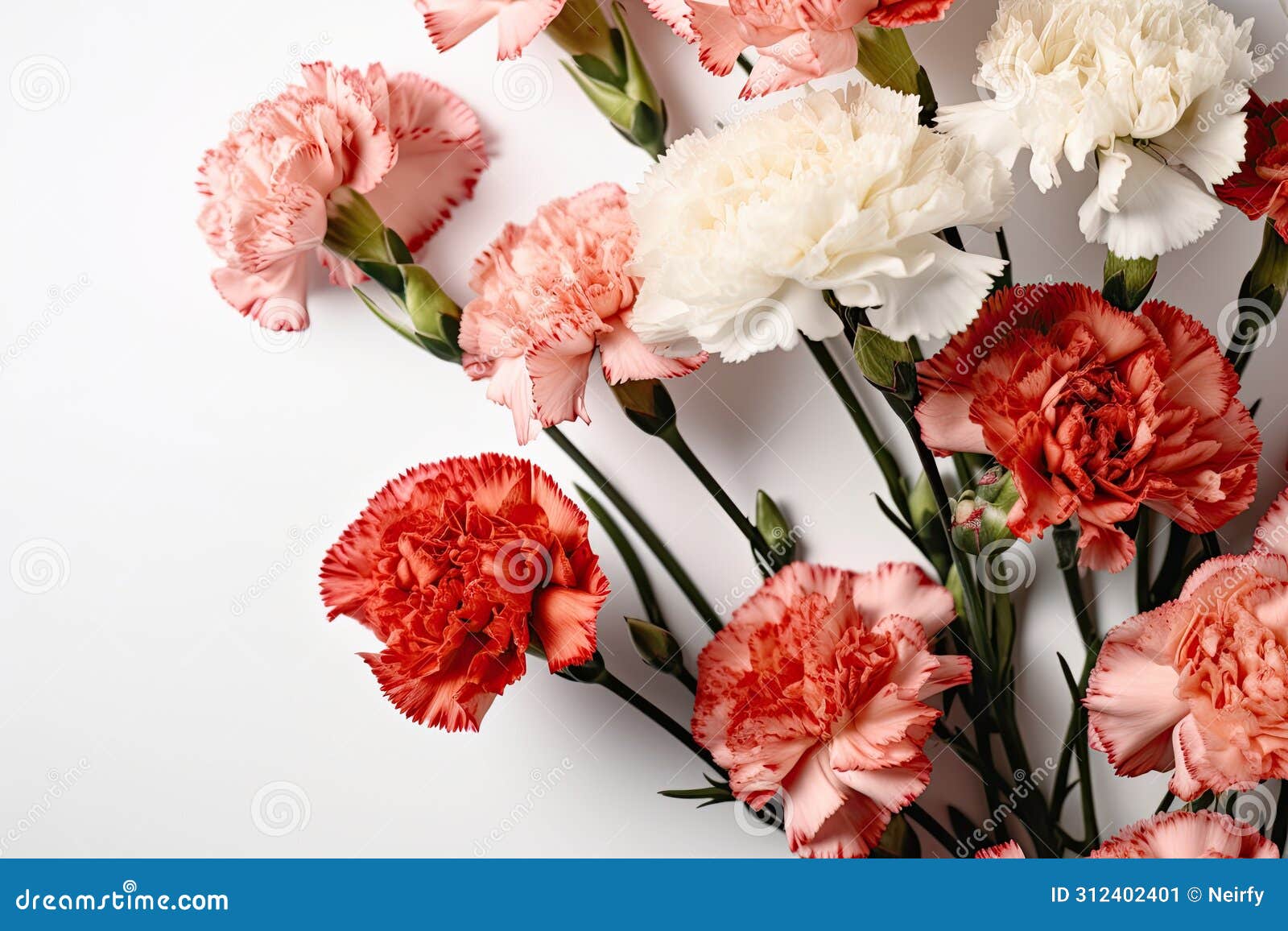 Carnations Fresh Flowers on a White Background. Stock Illustration ...