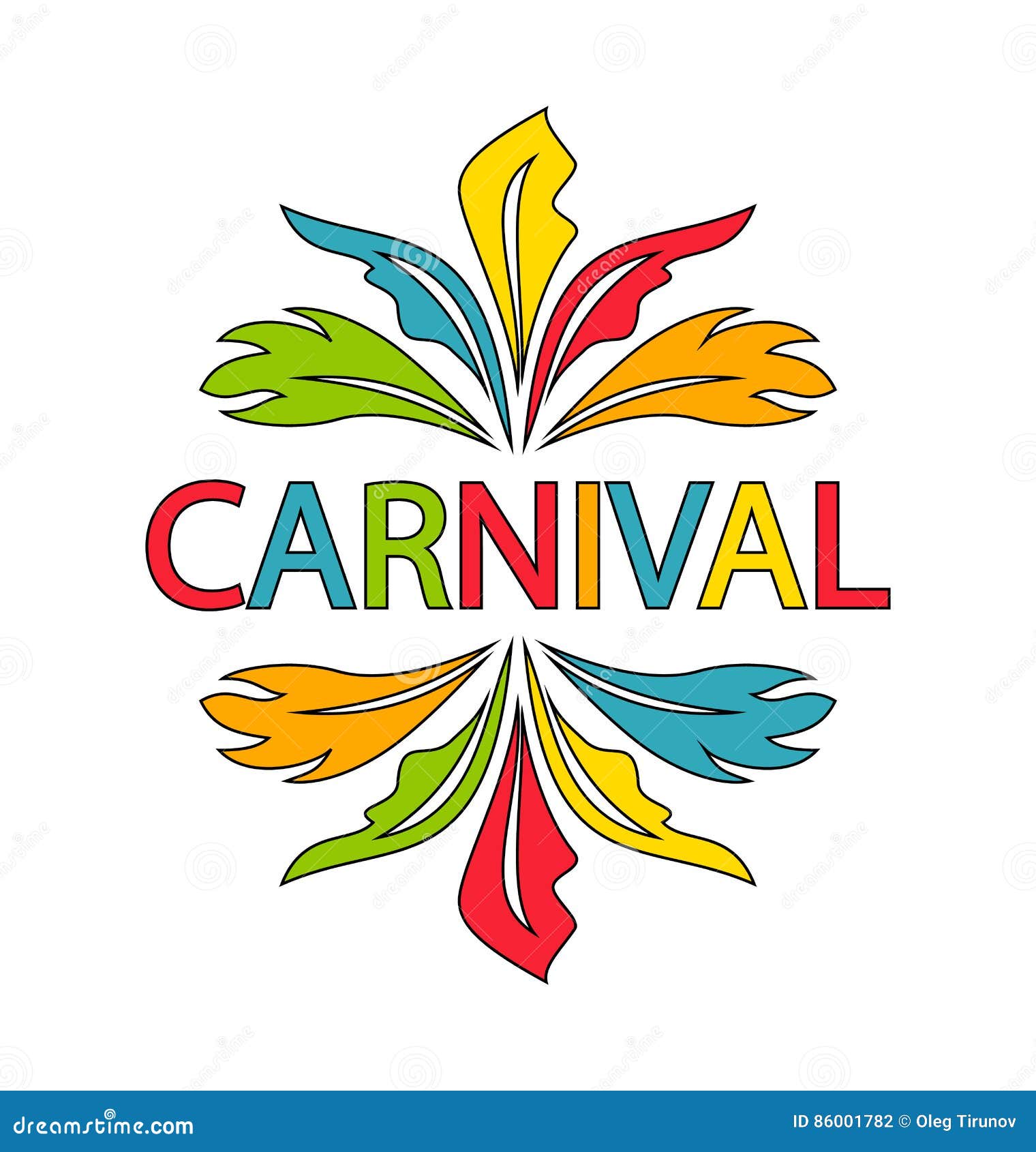 Carnaval Logo Template Con Las Plumas Coloridas Ilustración del Vector ...