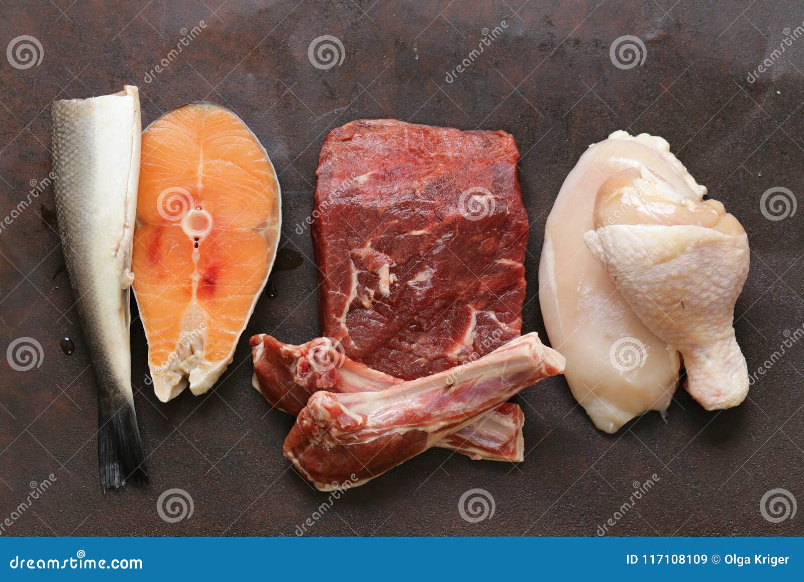 Carne Cruda, Pescados Y Pollo Imagen de archivo - Imagen de alimento ...