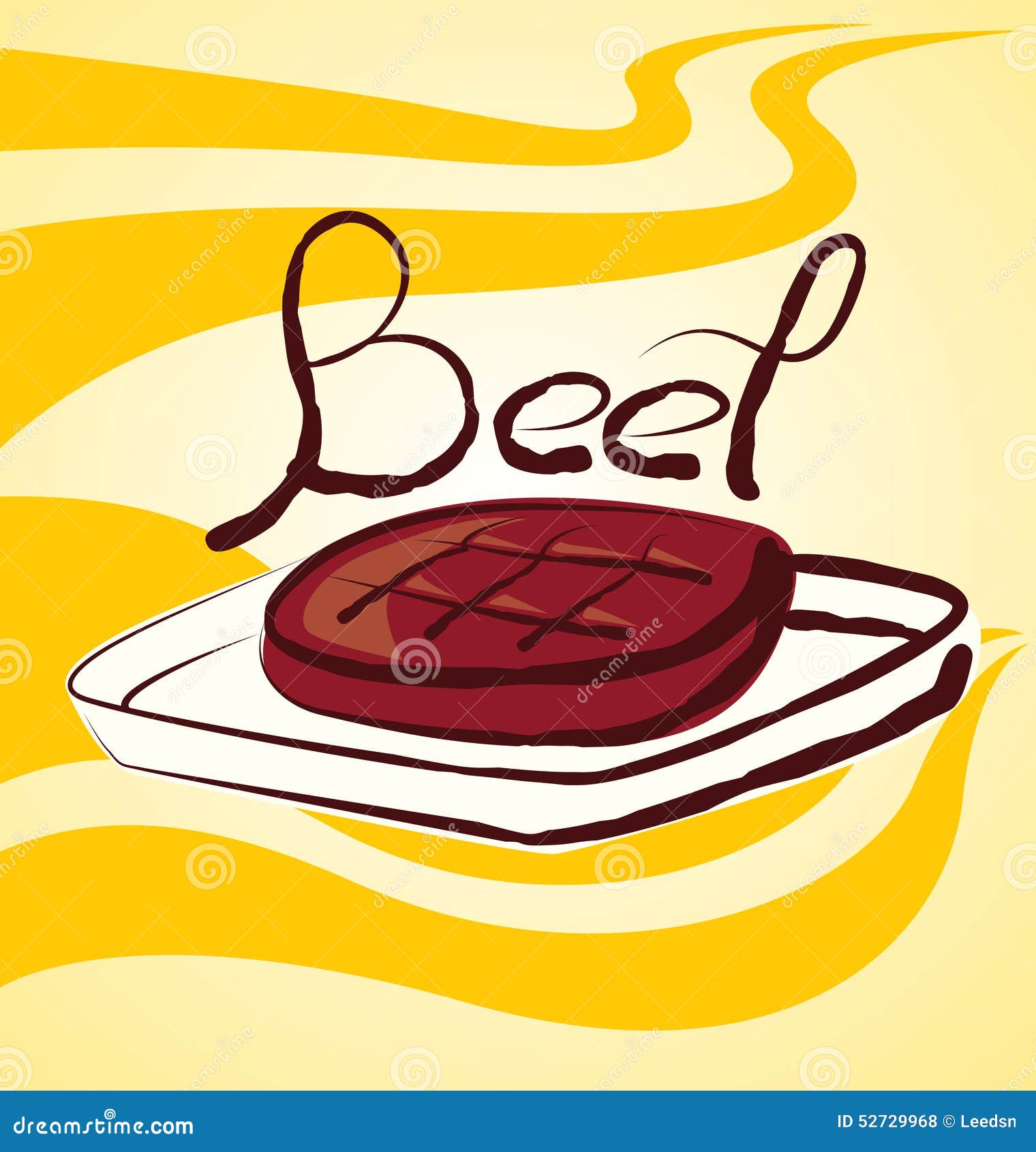 Carne De Vaca Asada a La Parrilla Vector Ilustración del Vector ...