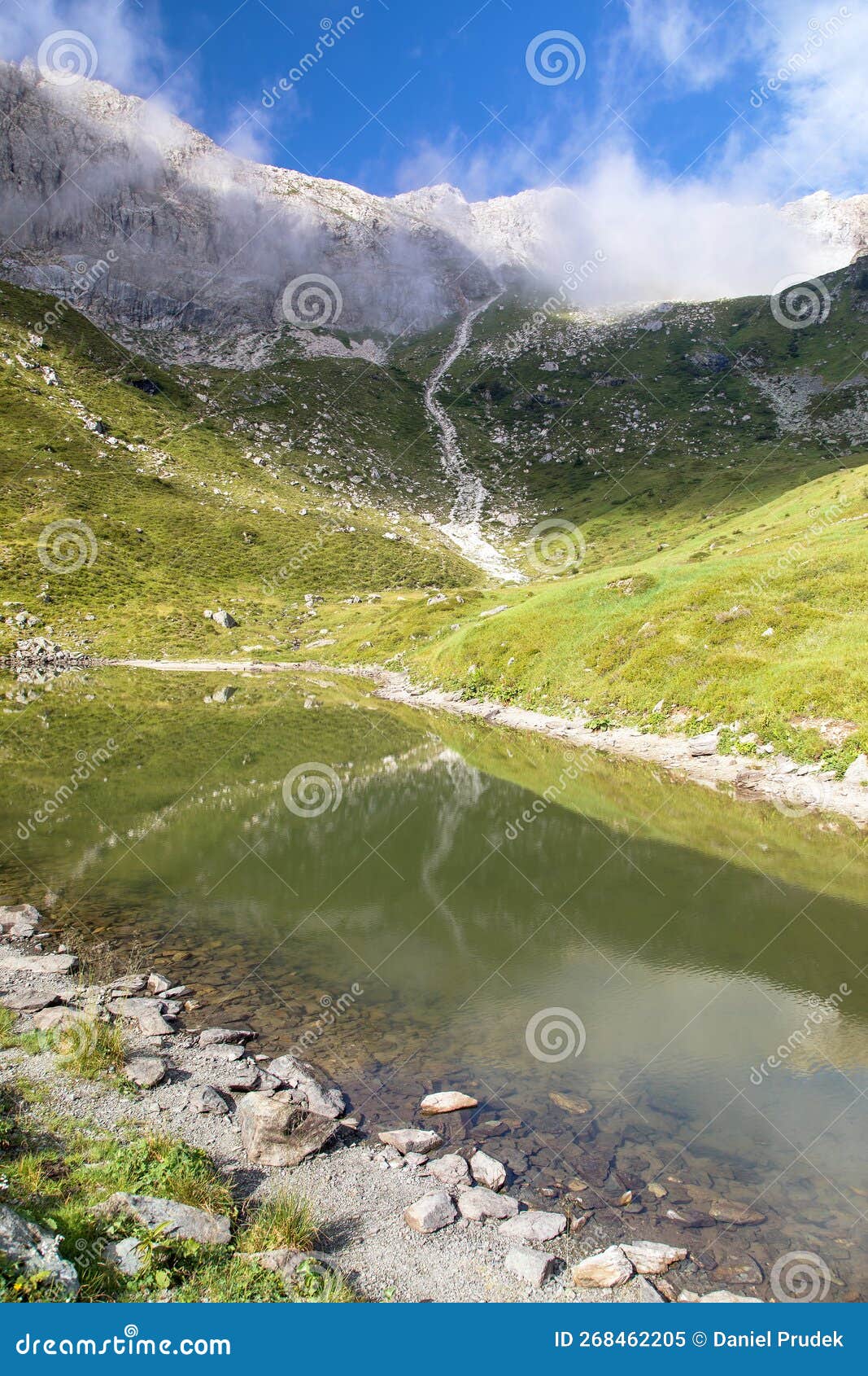 Carnic Alps Mountains and Small Mountain Lake Stock Image - Image of ...
