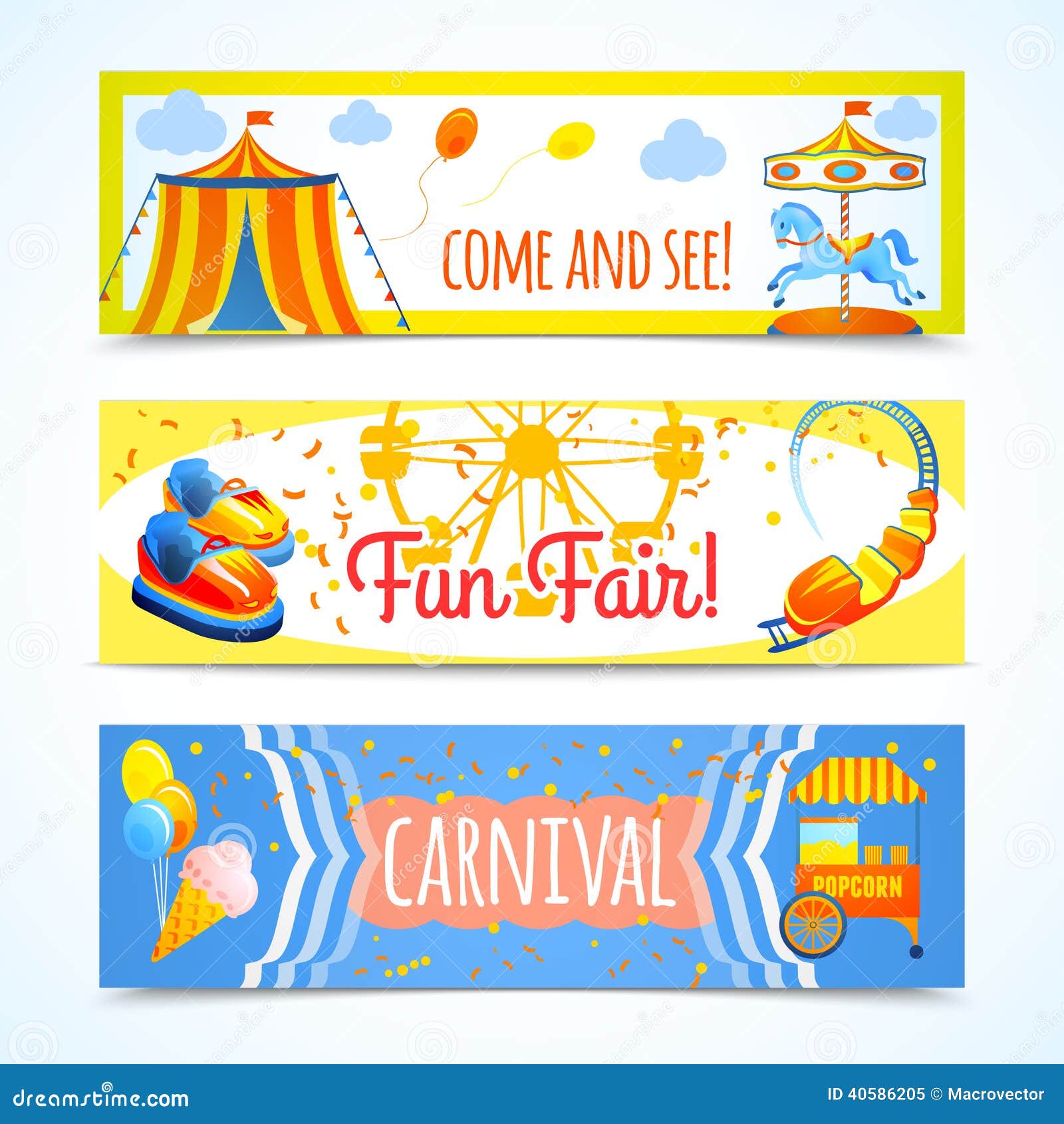 Carnival Banners Horizontal Stock Vector - Illustration of adventure ...