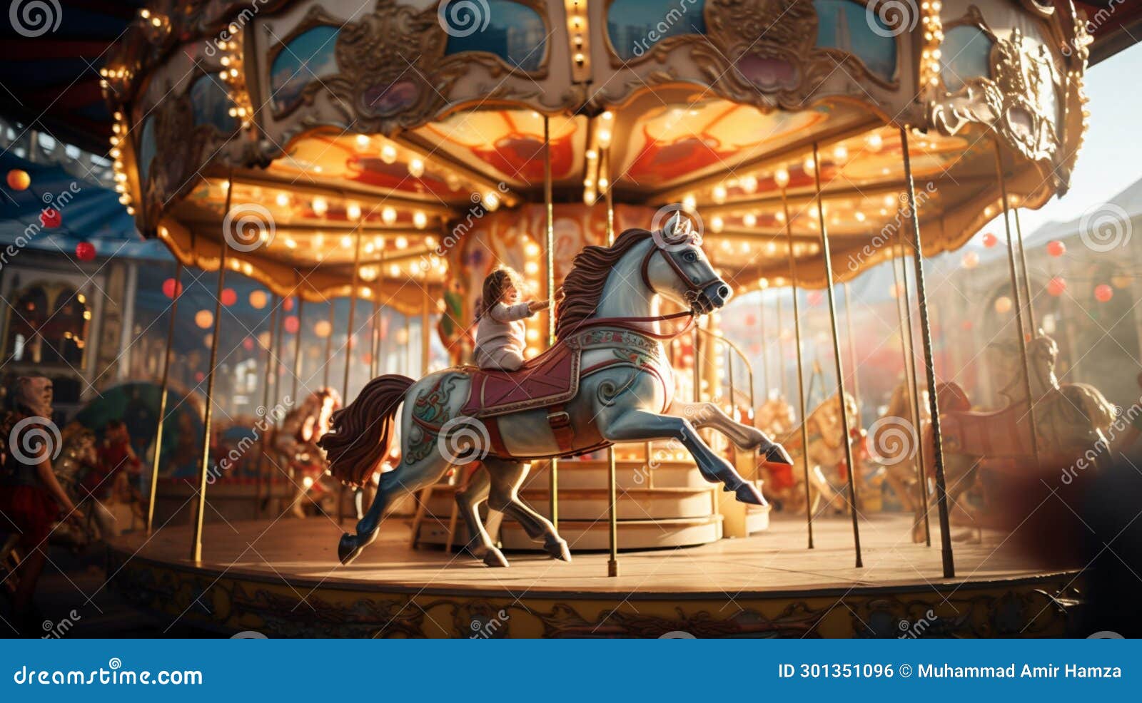 A Carnival Carousel with Whirlwind Birthday Fun Stock Illustration ...