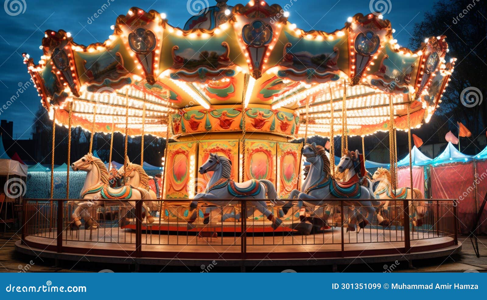 A Carnival Carousel with Whirlwind Birthday Fun Stock Image - Image of ...