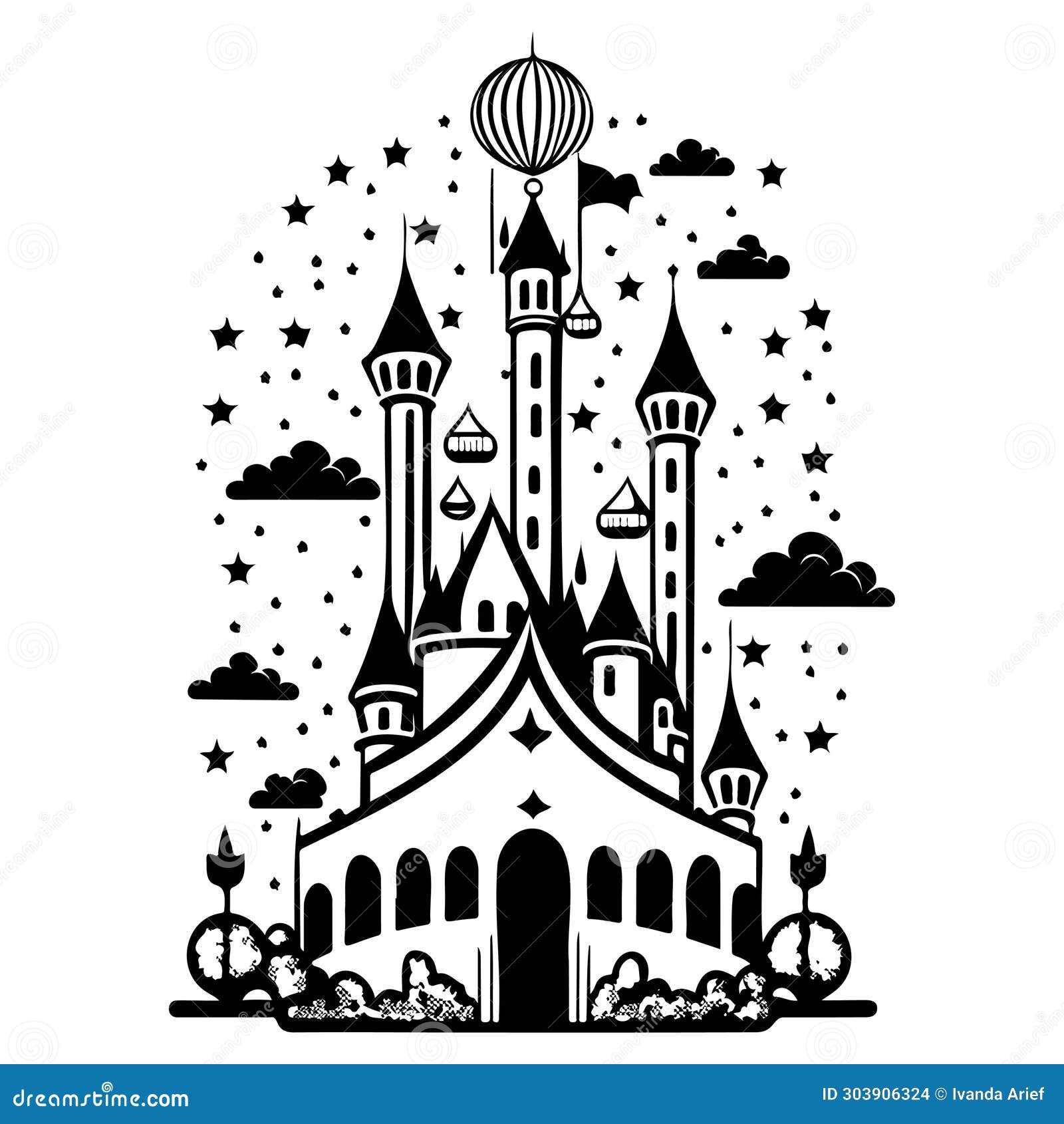 Carnival Circus Castle Amusement Park Illustration Sketch Hand Draw ...