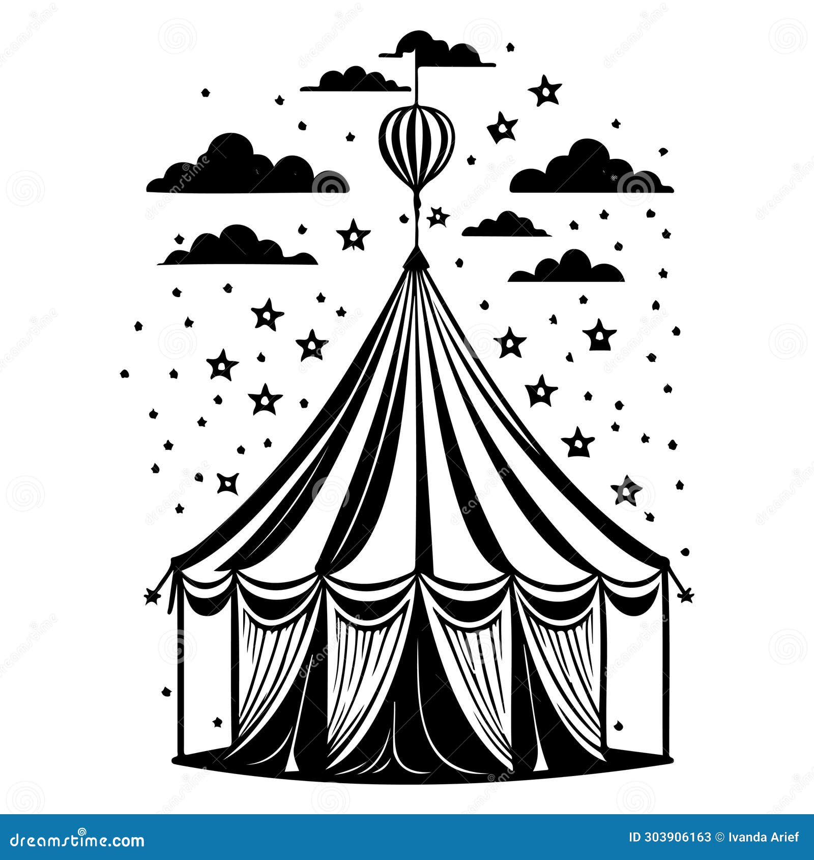 Carnival Circus Tent Engraving Illustration Sketch Hand Draw Stock ...