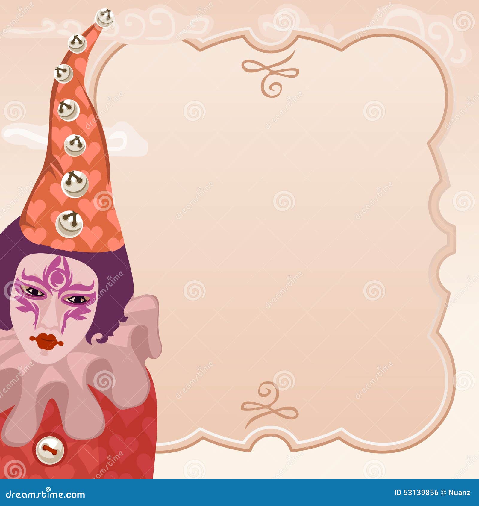 Carnival clown with frame stock vector. Illustration of circus - 53139856