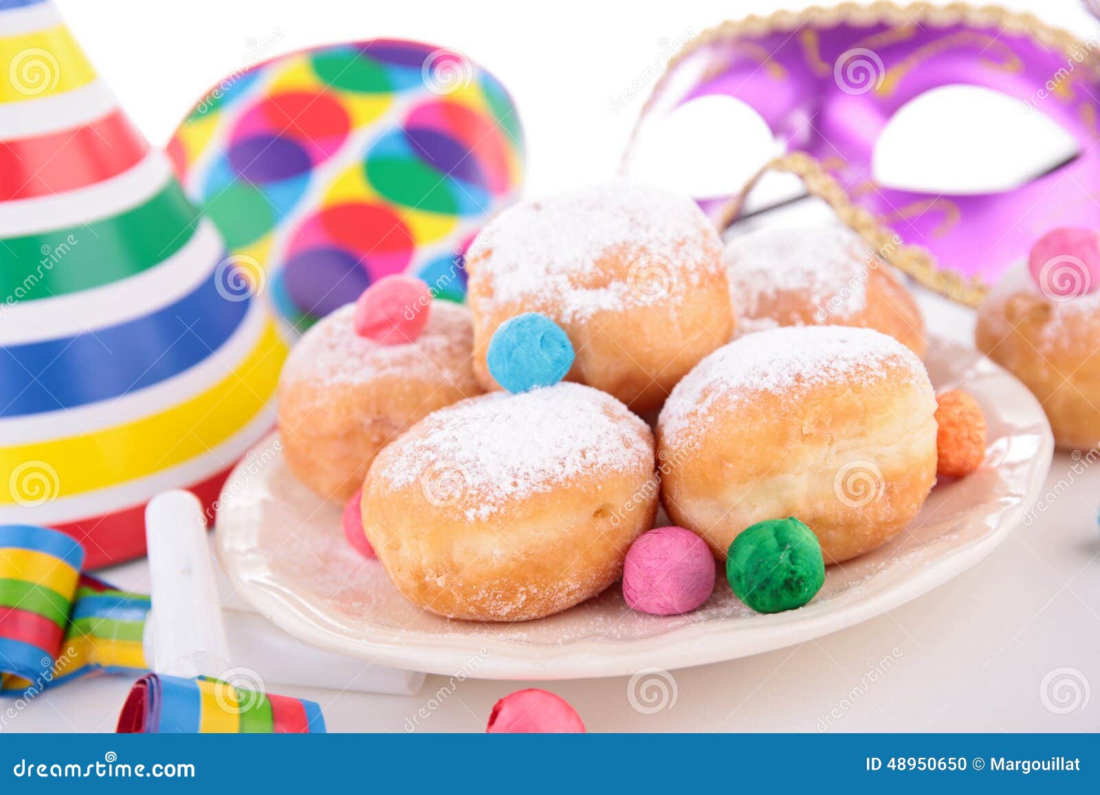 Carnival Decoration and Donuts Stock Photo - Image of birthday ...