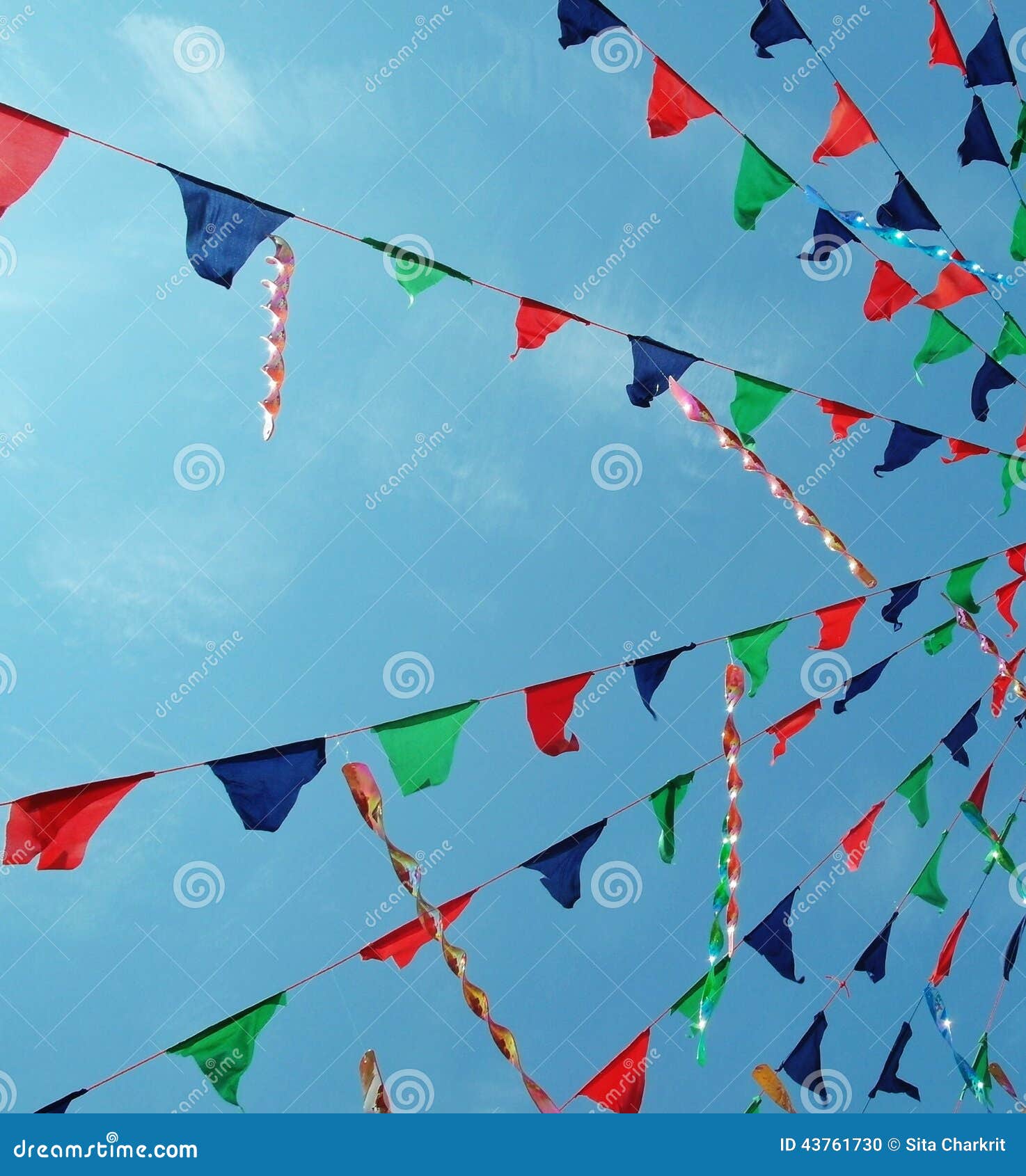 Carnival Flags with the Blue Sky Background Stock Photo - Image of ...