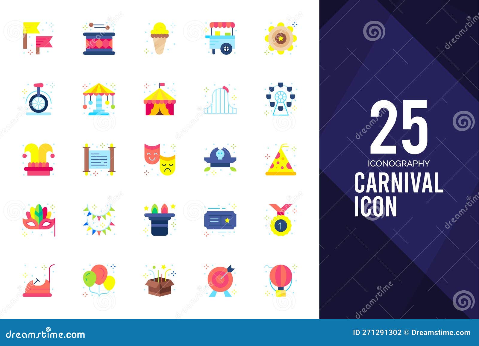 25 Carnival Flat Icon Pack. Vector Illustration Stock Vector ...
