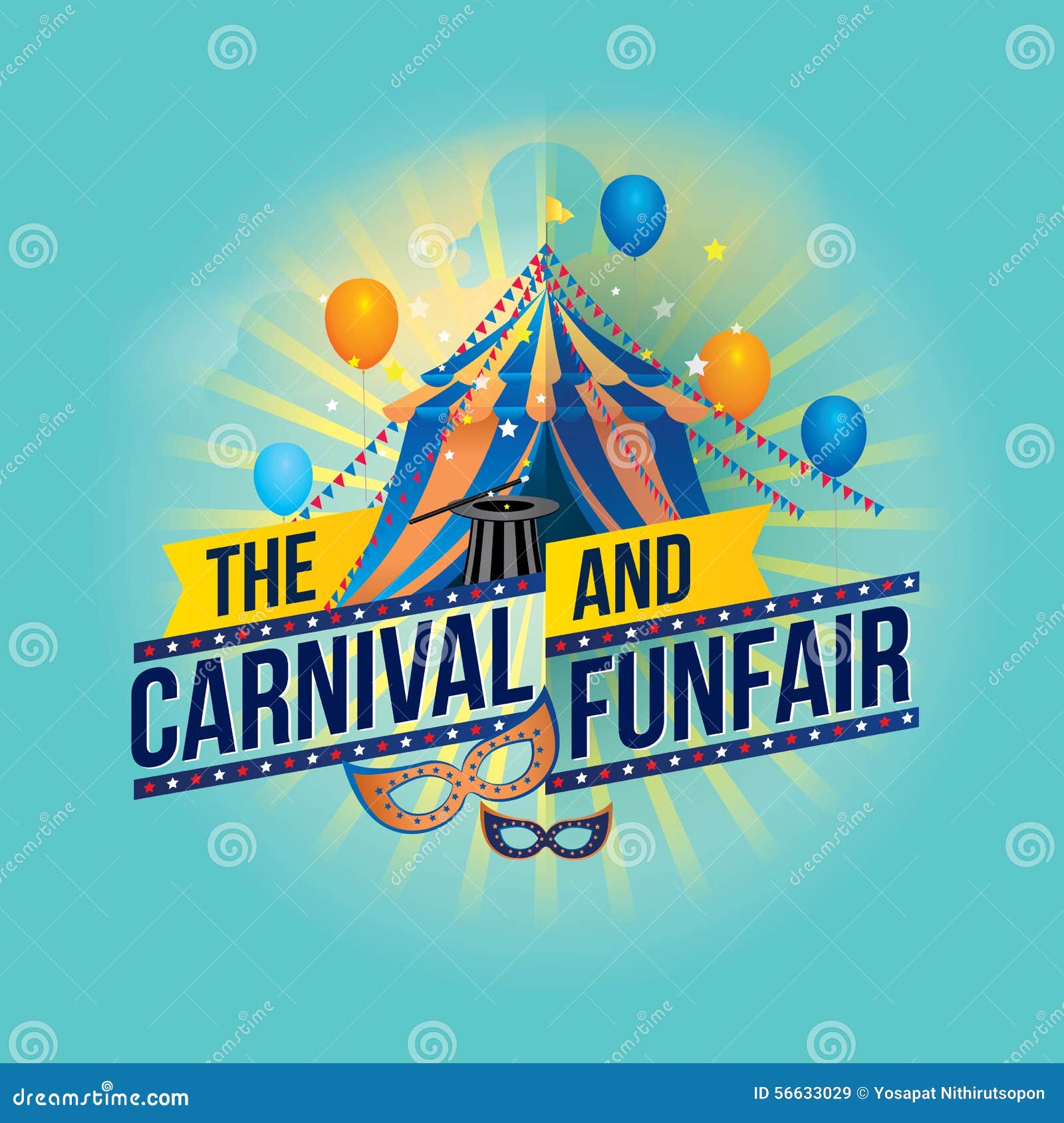 The Carnival Funfair and Magic Show Stock Vector - Illustration of ...