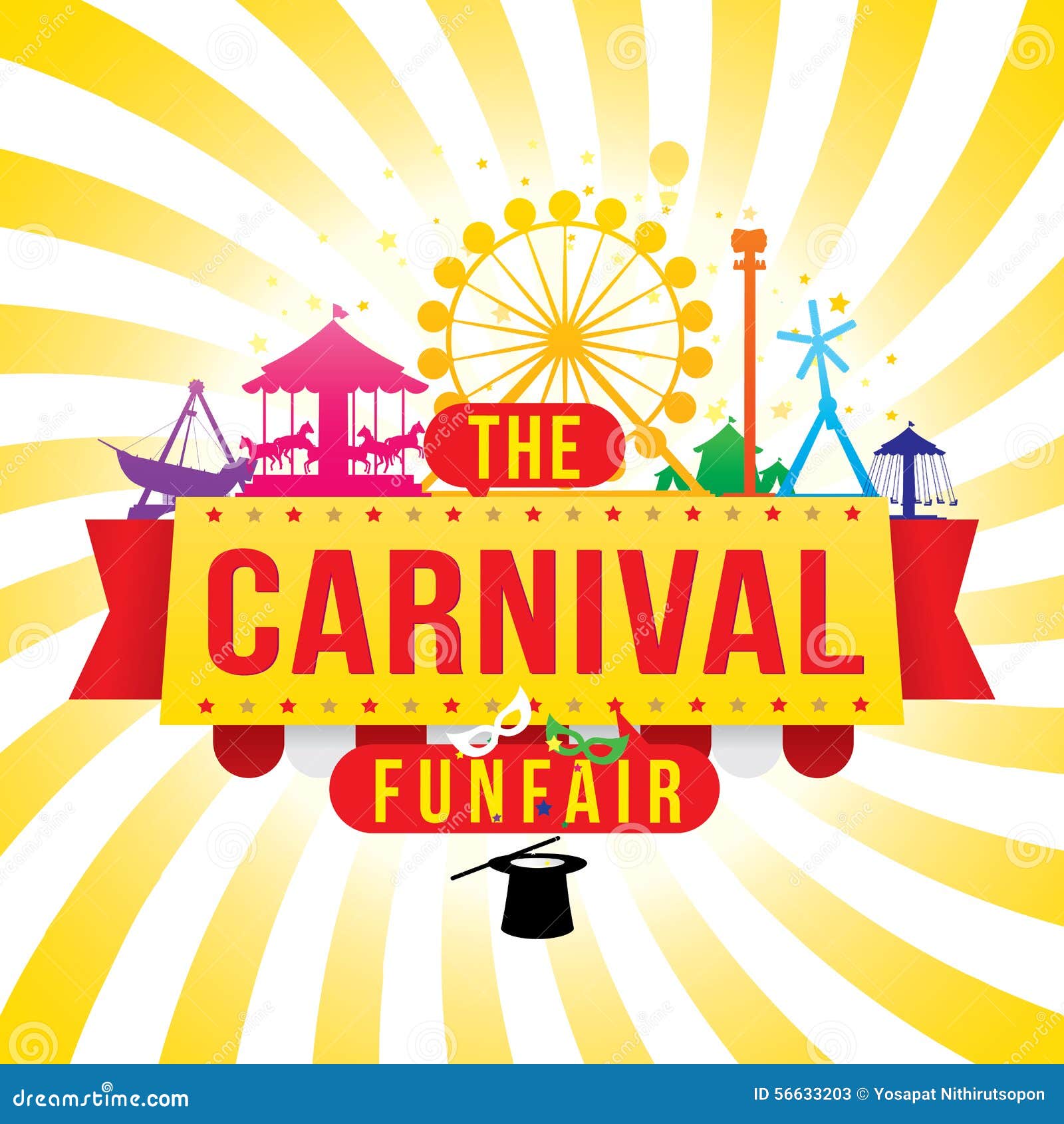 Carnival Funfair Banner Template With Circus Tent, Amusement Park ...