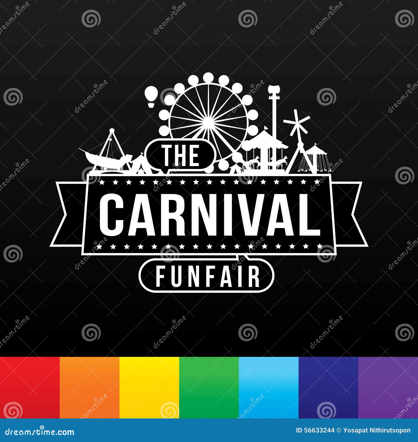 Carnival Funfair Banner Template With Circus Tent, Amusement Park ...