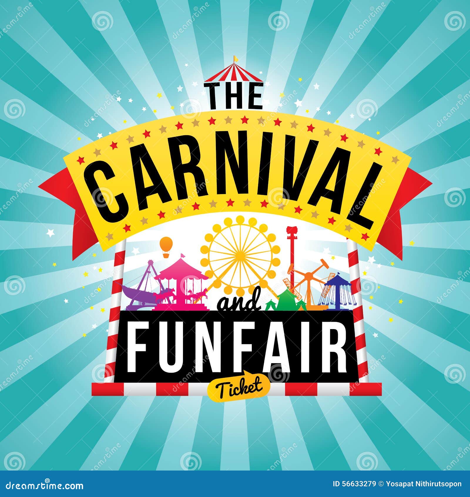 The carnival funfair stock vector. Illustration of amusement - 56633279