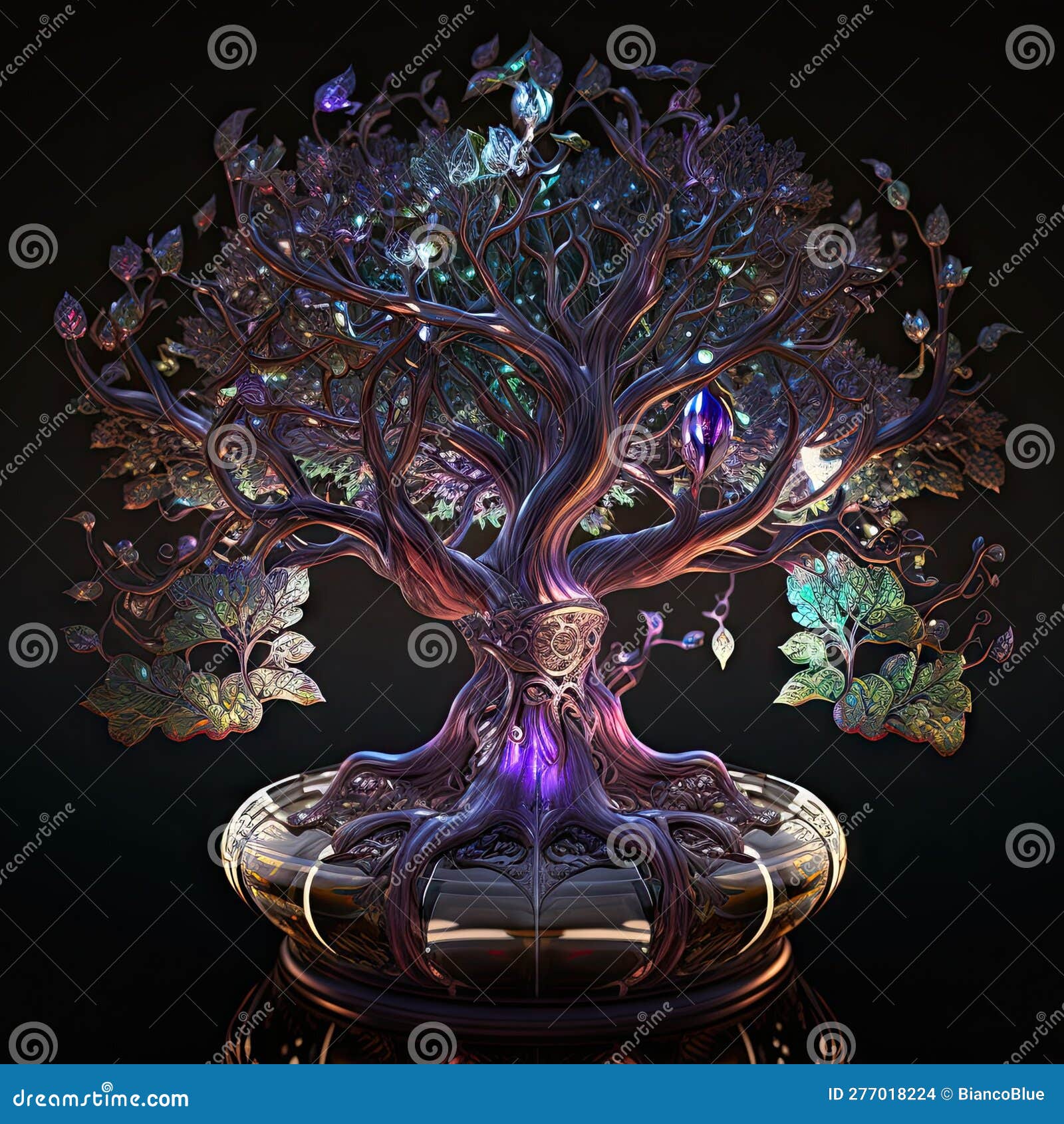 Carnival Glass Tree of Life Intricate Details Studio Lighting Stock ...