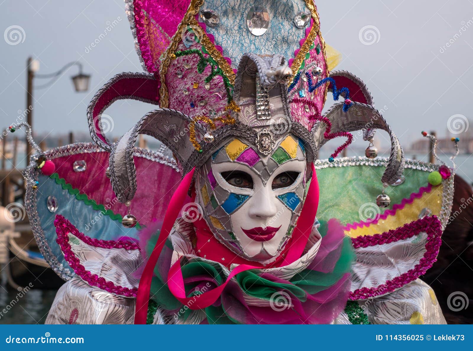 Man In A Carnival Hat From The Back In Venice Costume In Annevoie