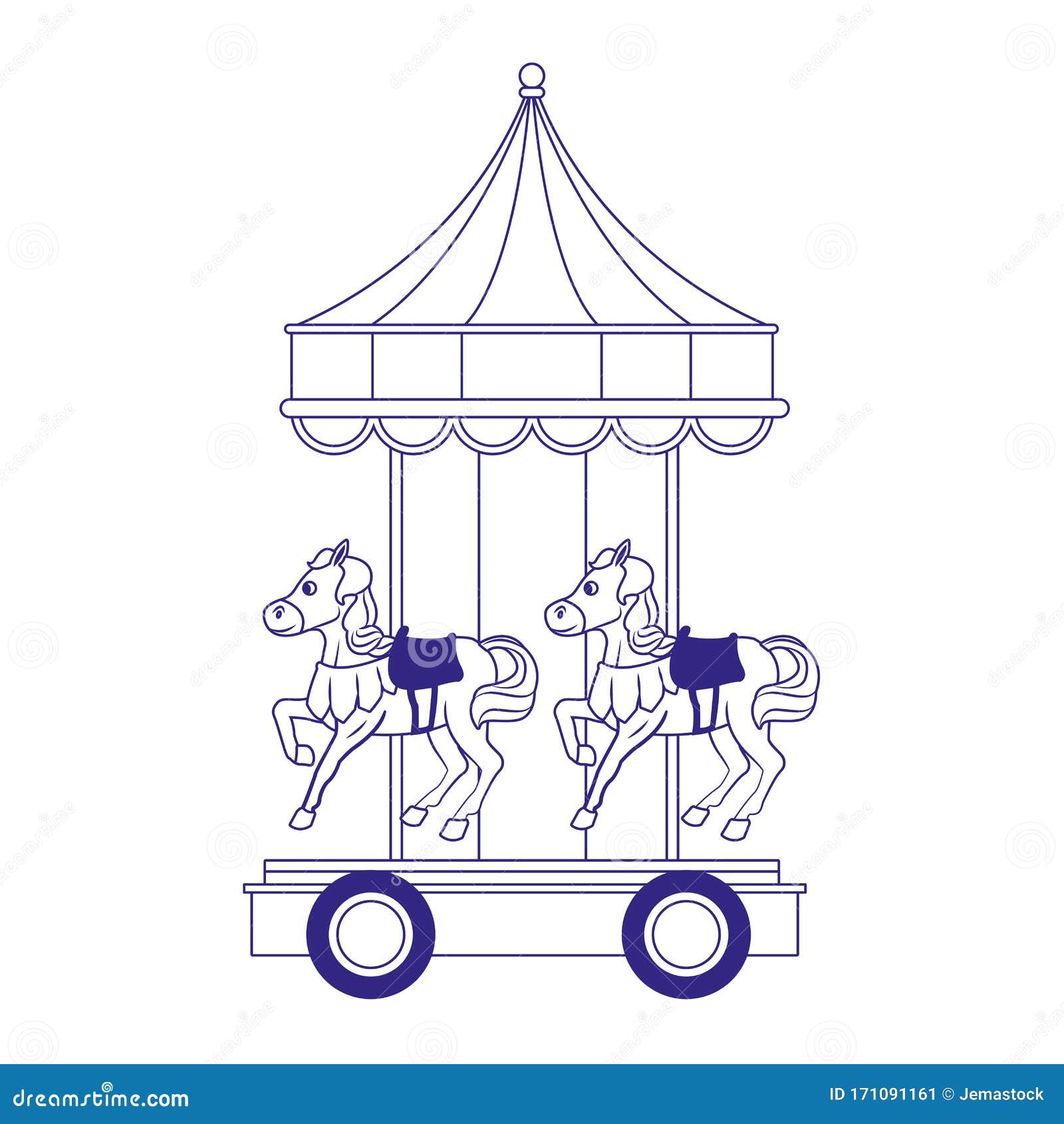 Carnival Horses Carousel Icon, Flat Design Stock Vector - Illustration ...