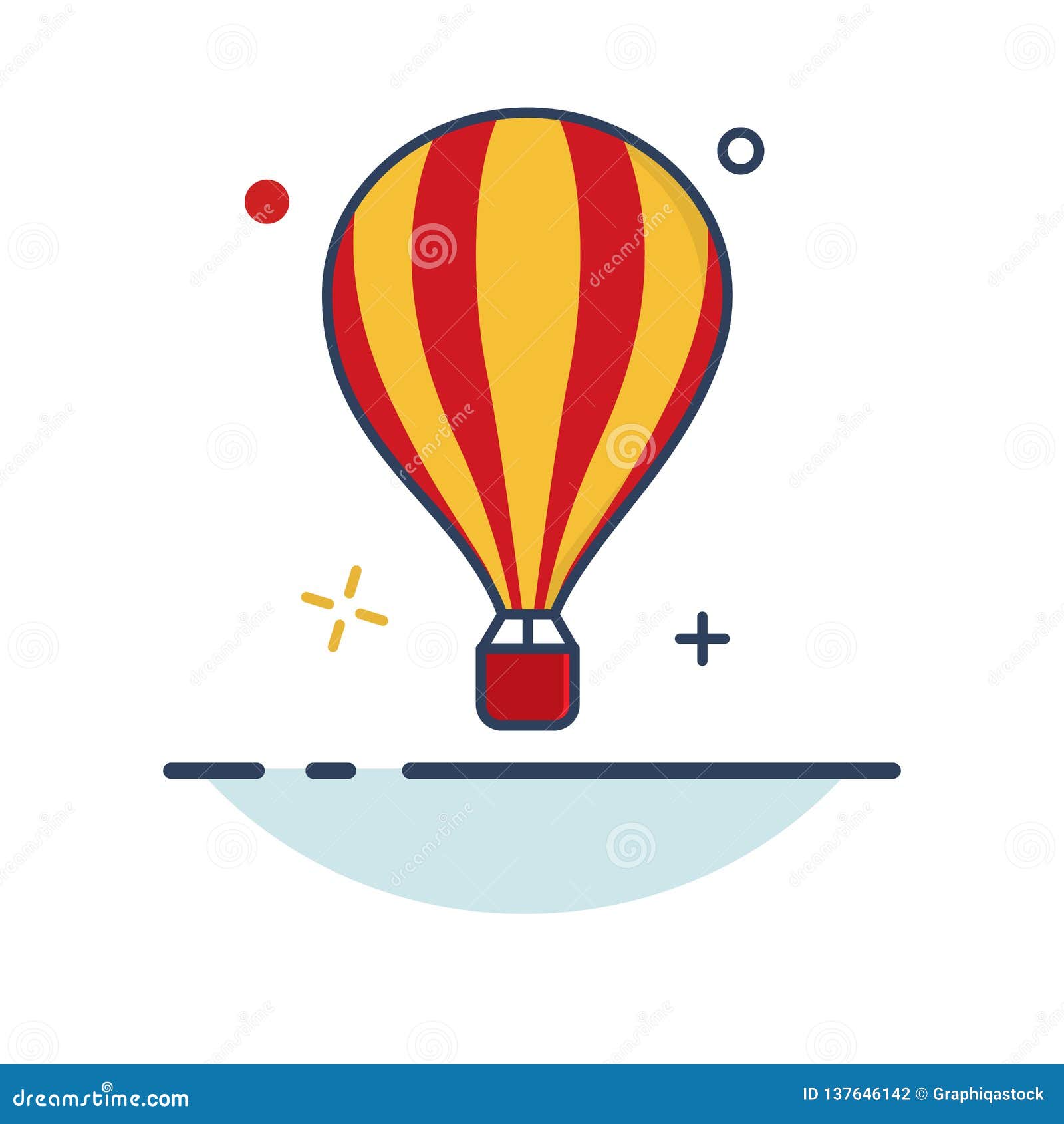 Flying Balloon Icon - with Outline Filled Style Stock Vector ...