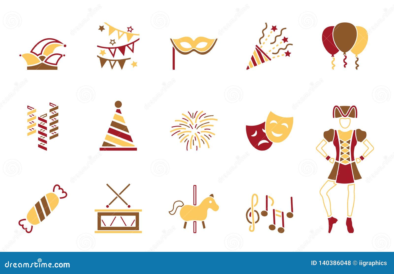 Carnival icon set stock illustration. Illustration of costume - 140386048