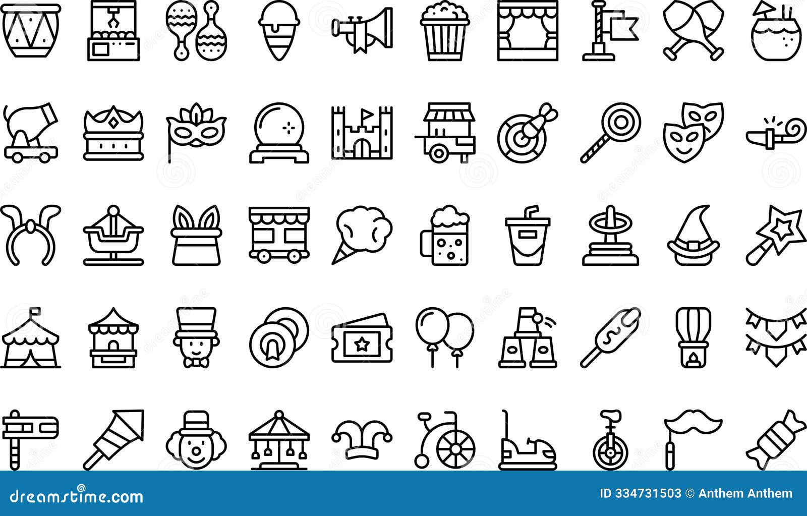 Carnival Icons Collection is a Vector Illustration with Editable Stroke ...