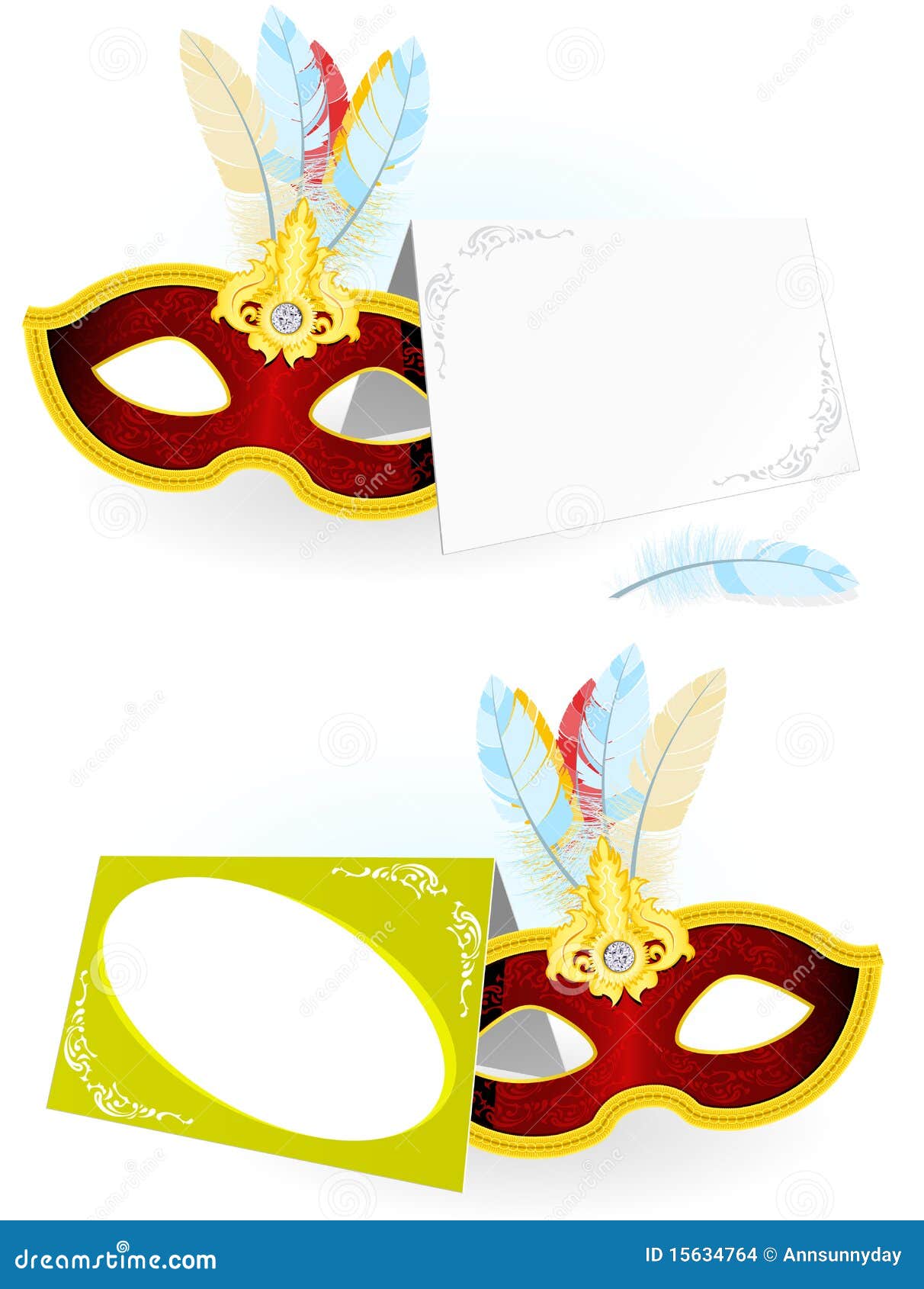 Carnival Invitation Card With Golden Lace Mask. Celebration Party ...