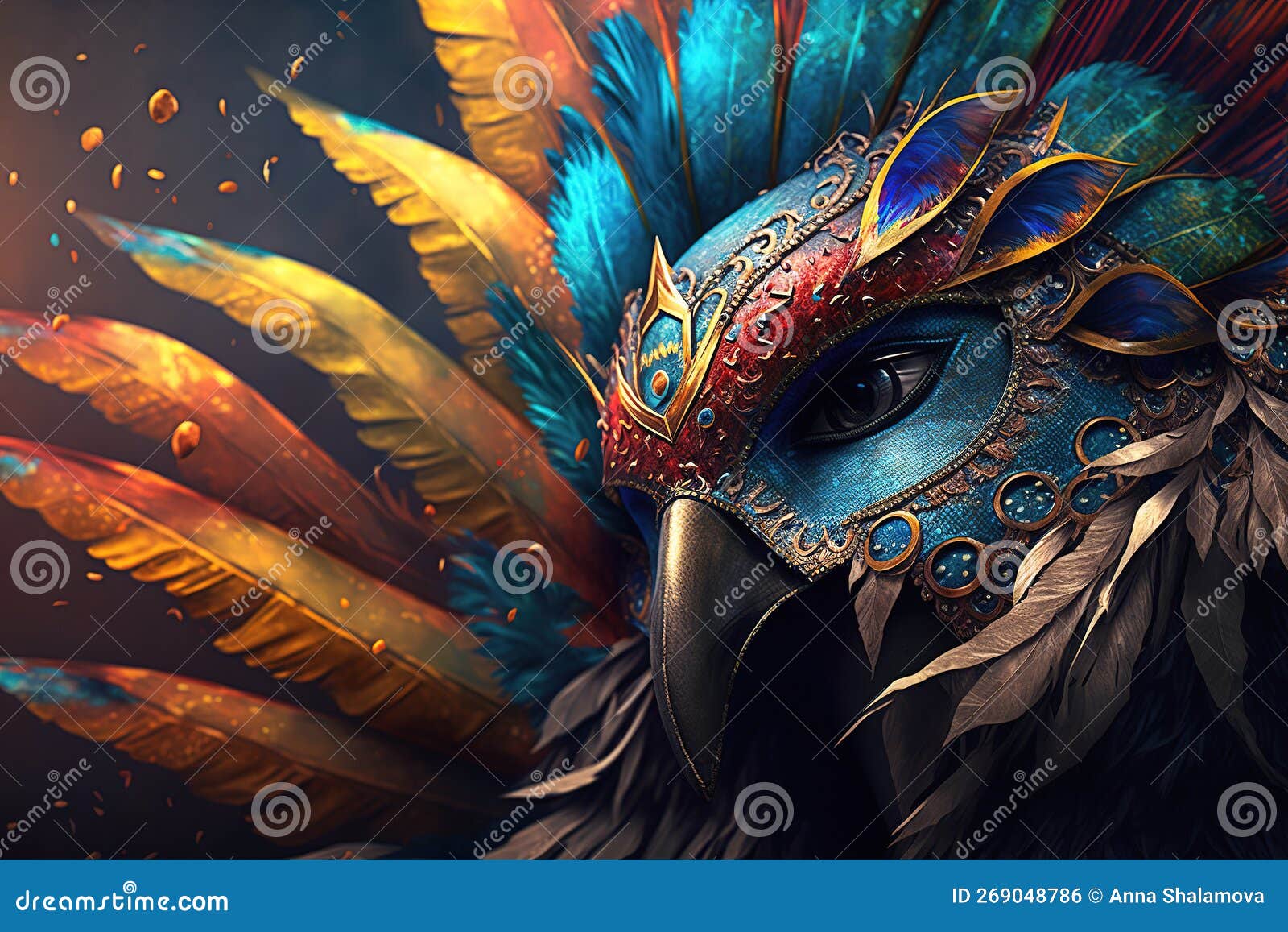 Carnival Mask with Bird Plumage. Generative AI Art Stock Illustration ...
