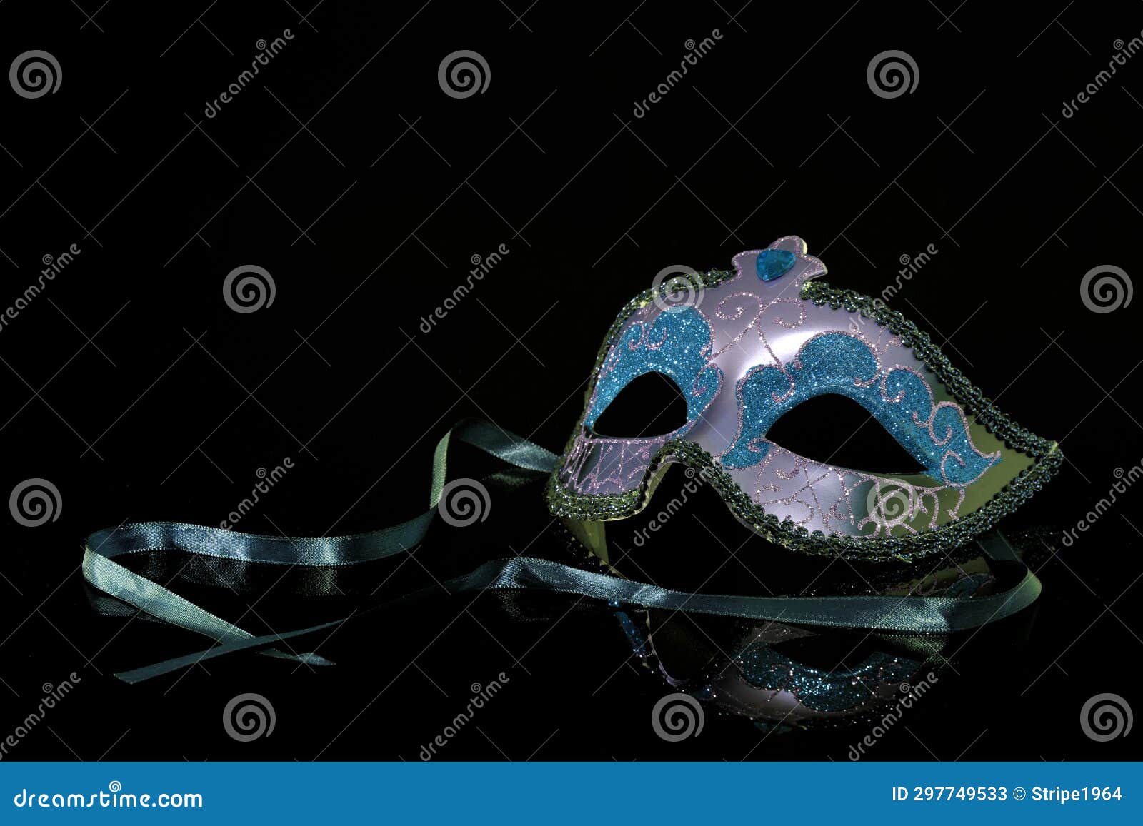 Carnival Mask on Black with Reflection Stock Image - Image of festival ...