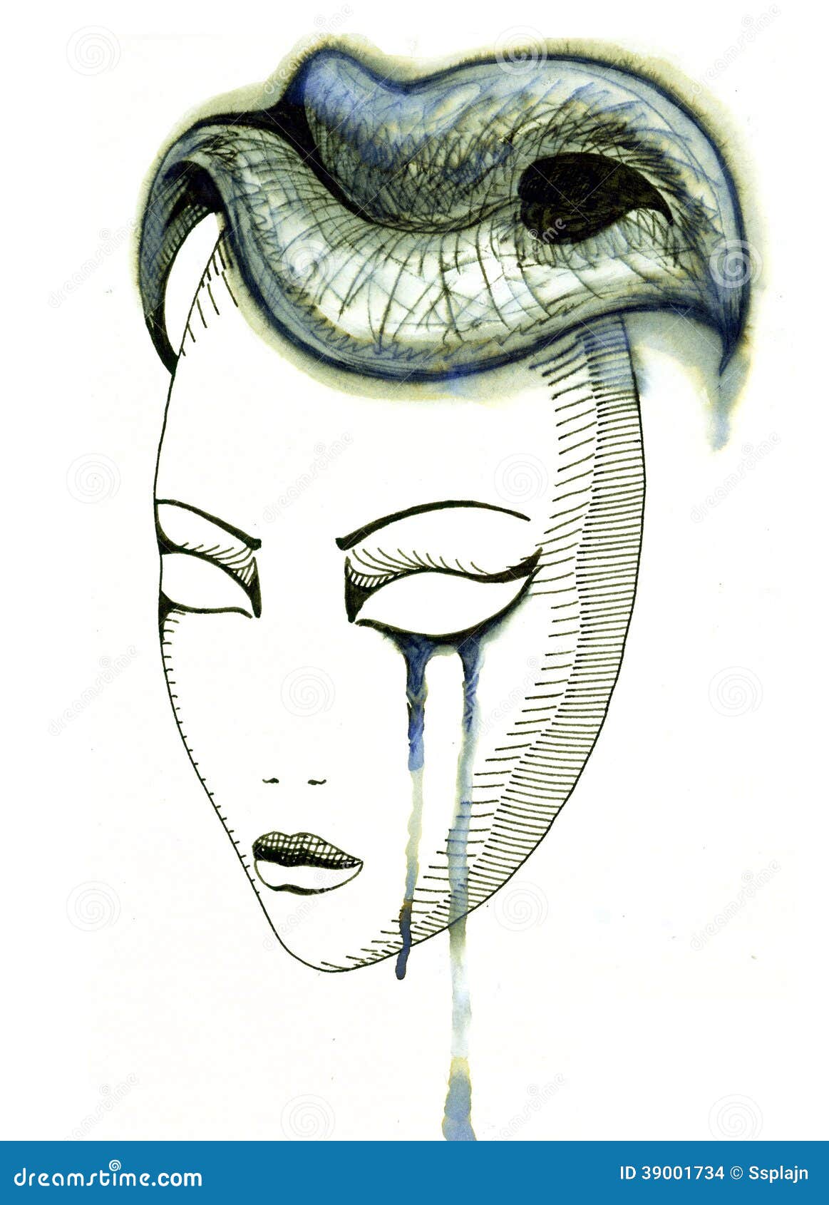 Crying Actress Woman Near Mirror Coloring Vector | CartoonDealer.com ...