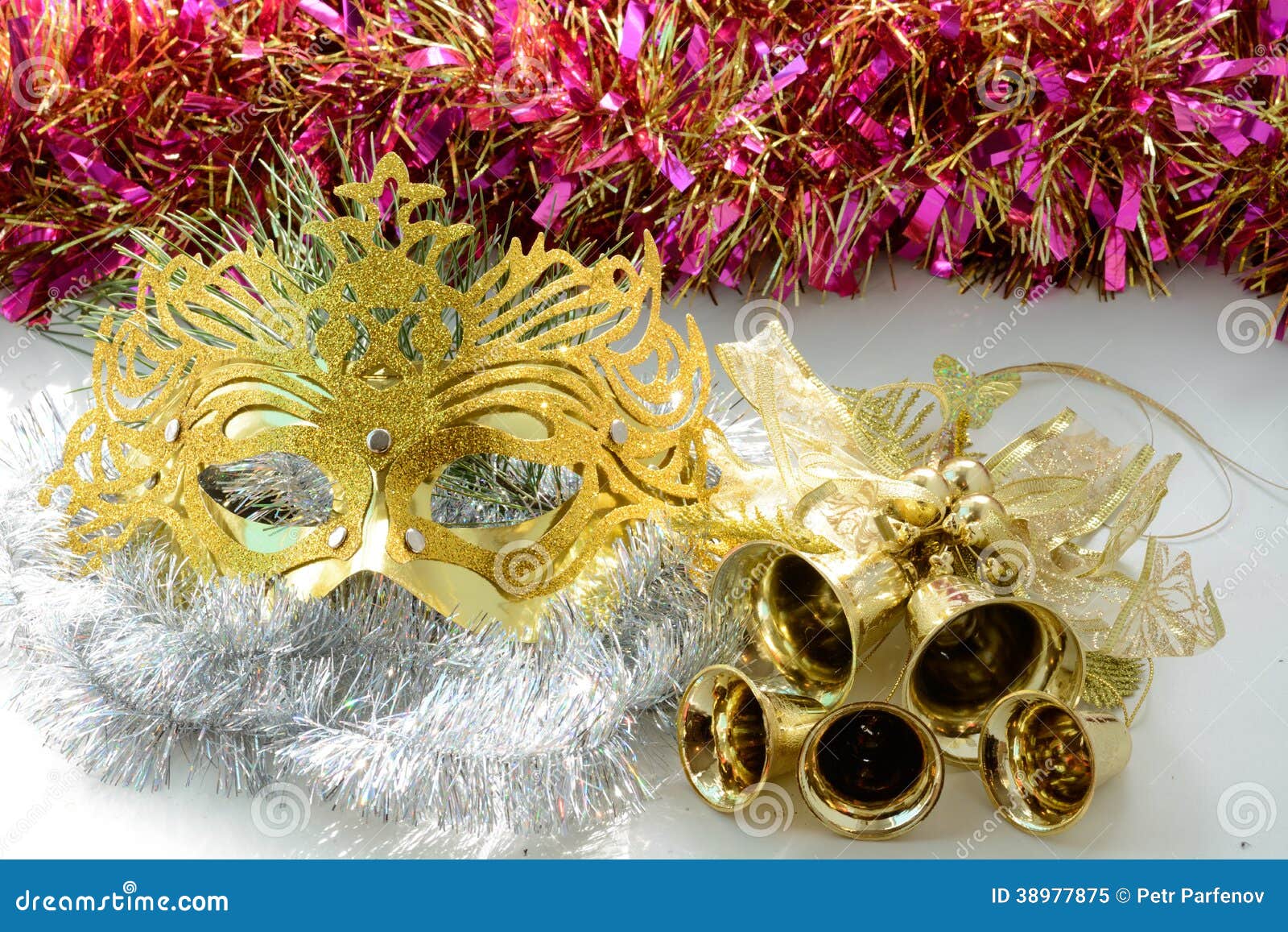 Carnival Mask and Golden Bells Stock Image - Image of years, design ...